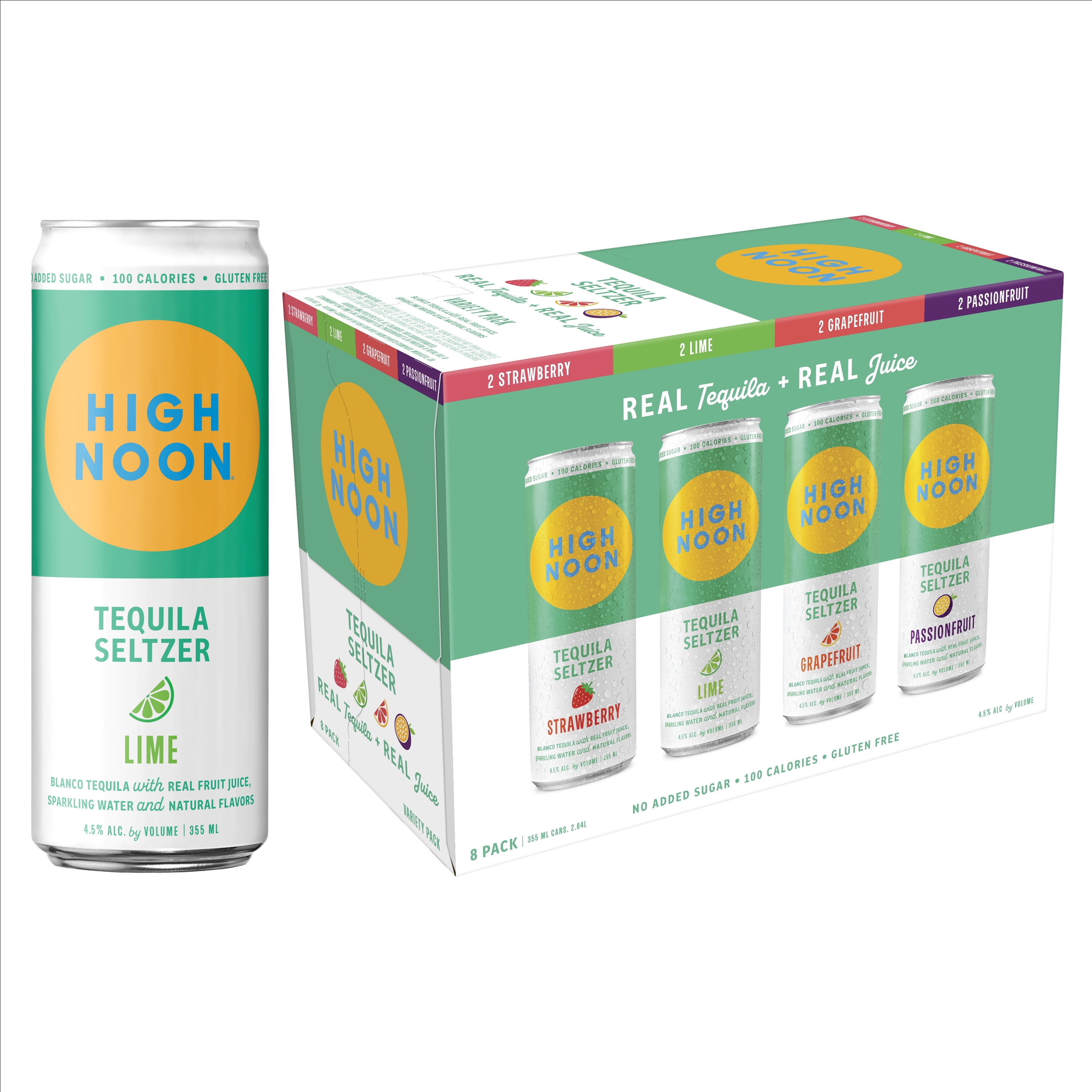 High Noon Tequila Hard Seltzer, Variety Pack, 8 Pack, 12 fl oz Single ...