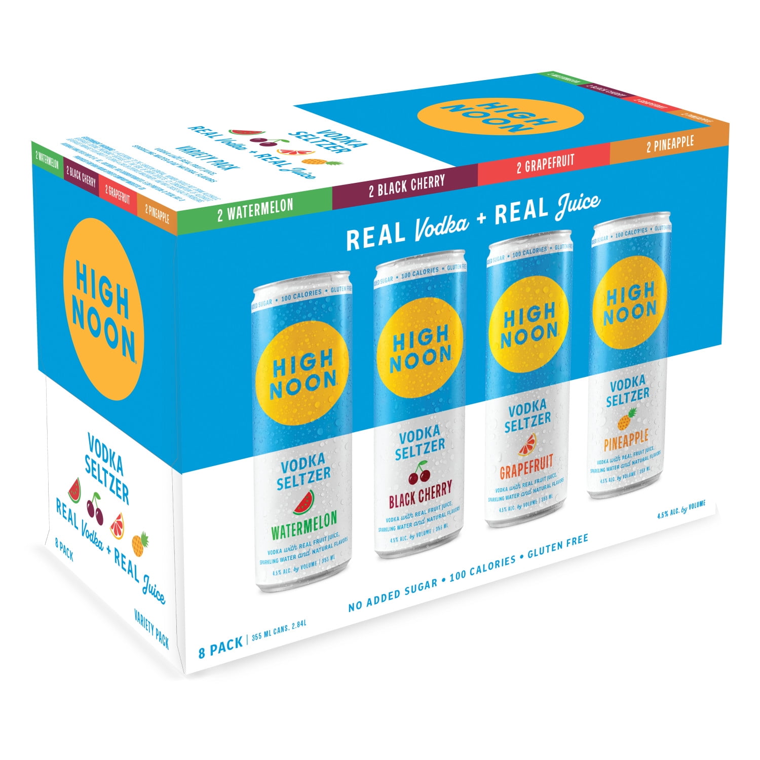 High Noon Vodka Hard Seltzer, Variety Pack, 8 Pack, 12 fl oz Cans, 4.5% ...