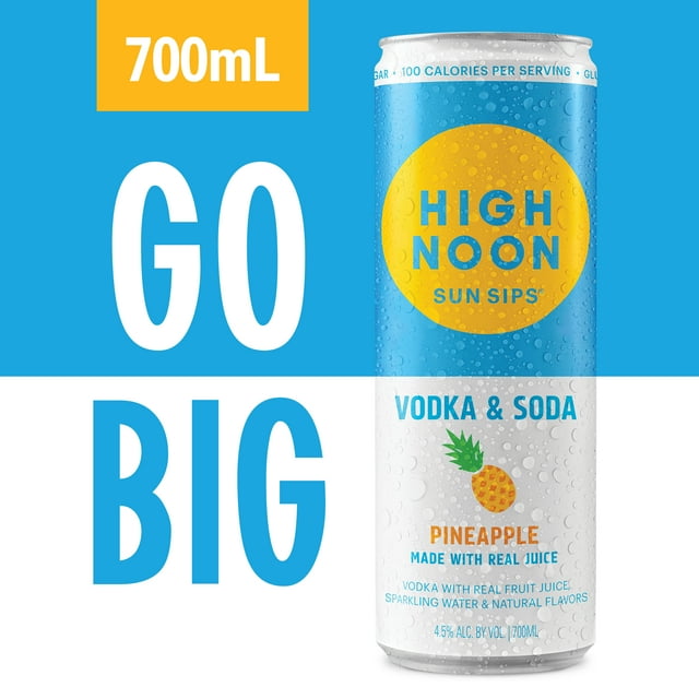 High Noon Vodka Pineapple Hard Seltzer, Single 24 fl. oz. Can, 355ml ...