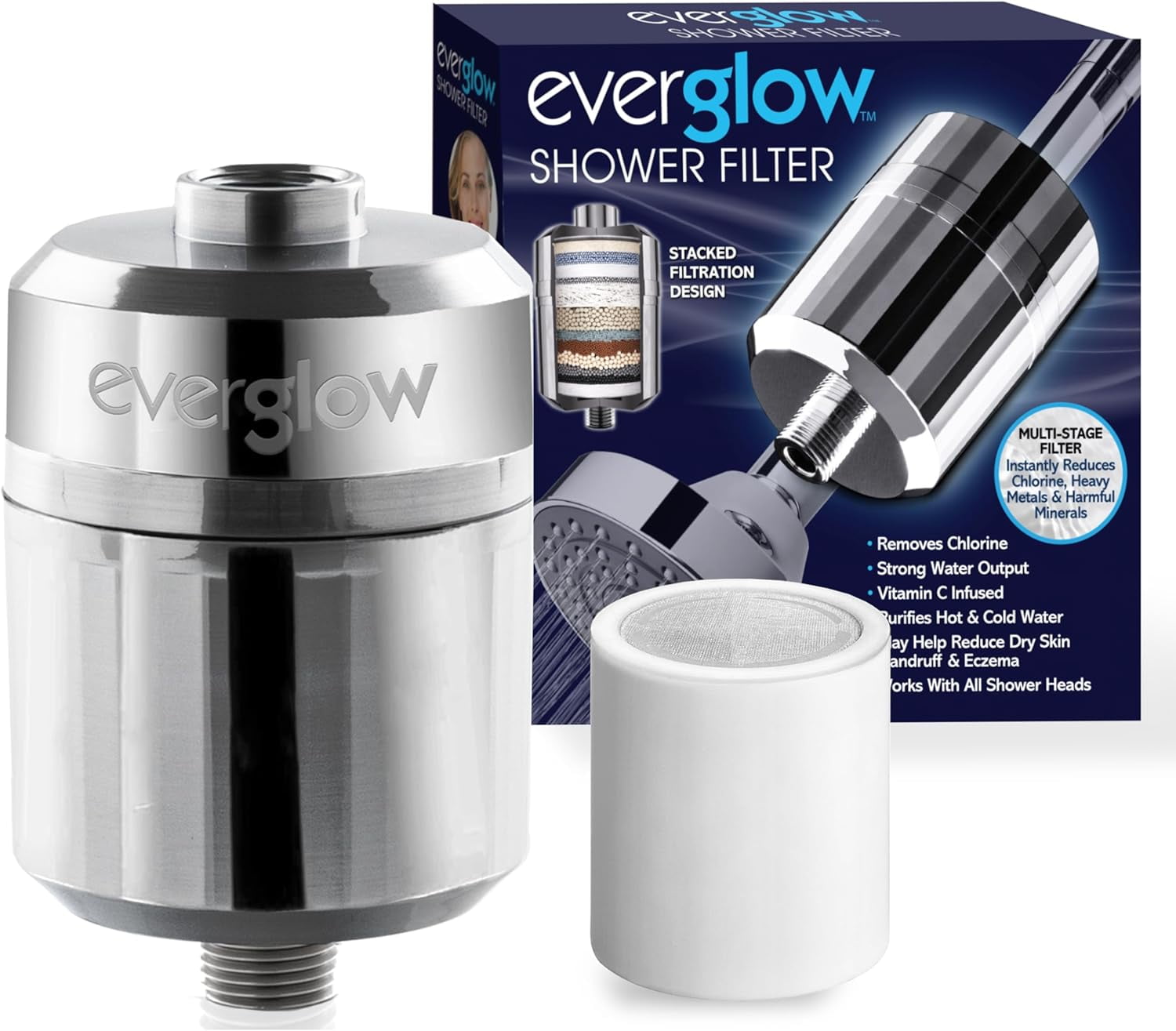 High-Output Shower Filter, Reduces Chlorine, Dry Skin, Dandruff, Eczema ...