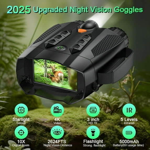 High-Performance Digital Night Vision Goggles, 200MP HD with 10X Zoom ...