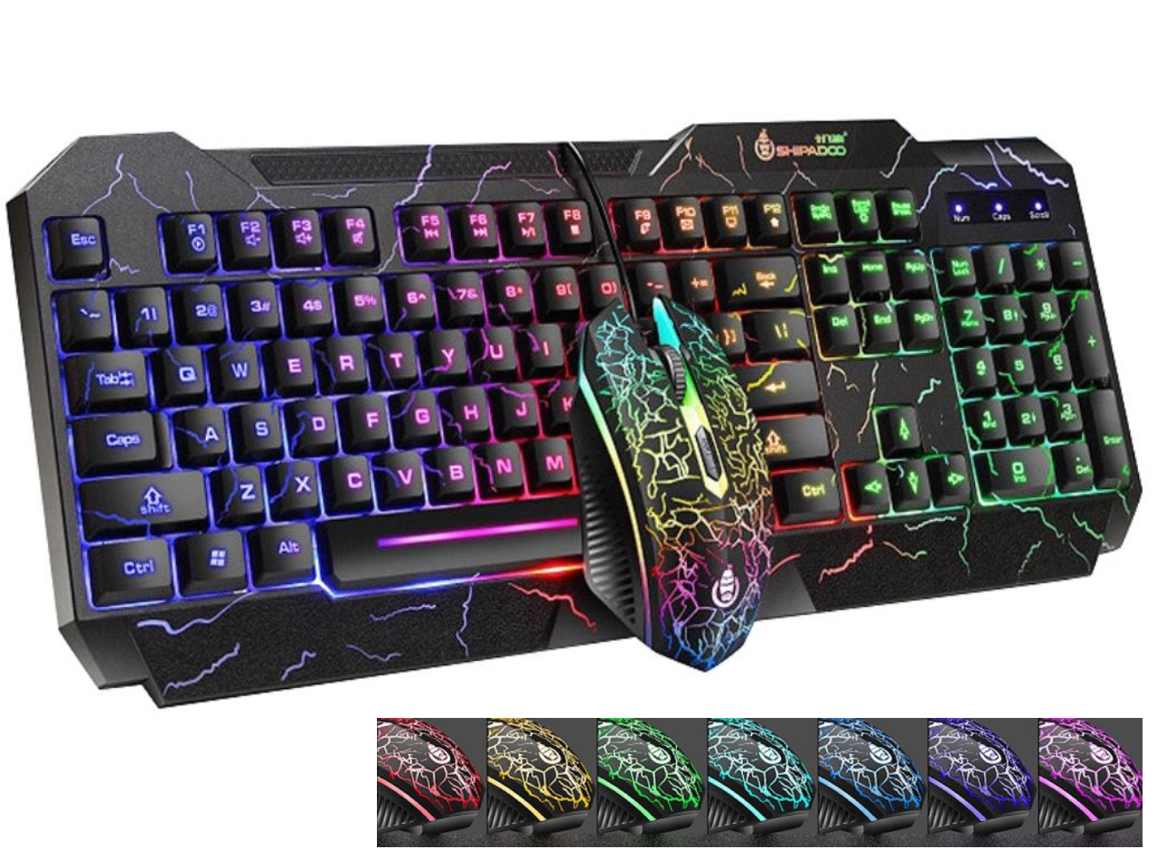 High Performance Gaming Keyboard and Mouse Combo, LED Rainbow Backlit ...
