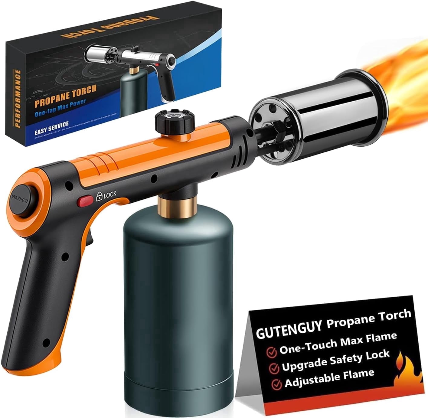 High Performance Propane Torch, One-Touch Max Flame, Adjustable Flame ...