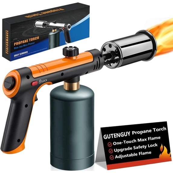 High Performance Propane Torch, One-Touch Max Flame, Adjustable Flame ...