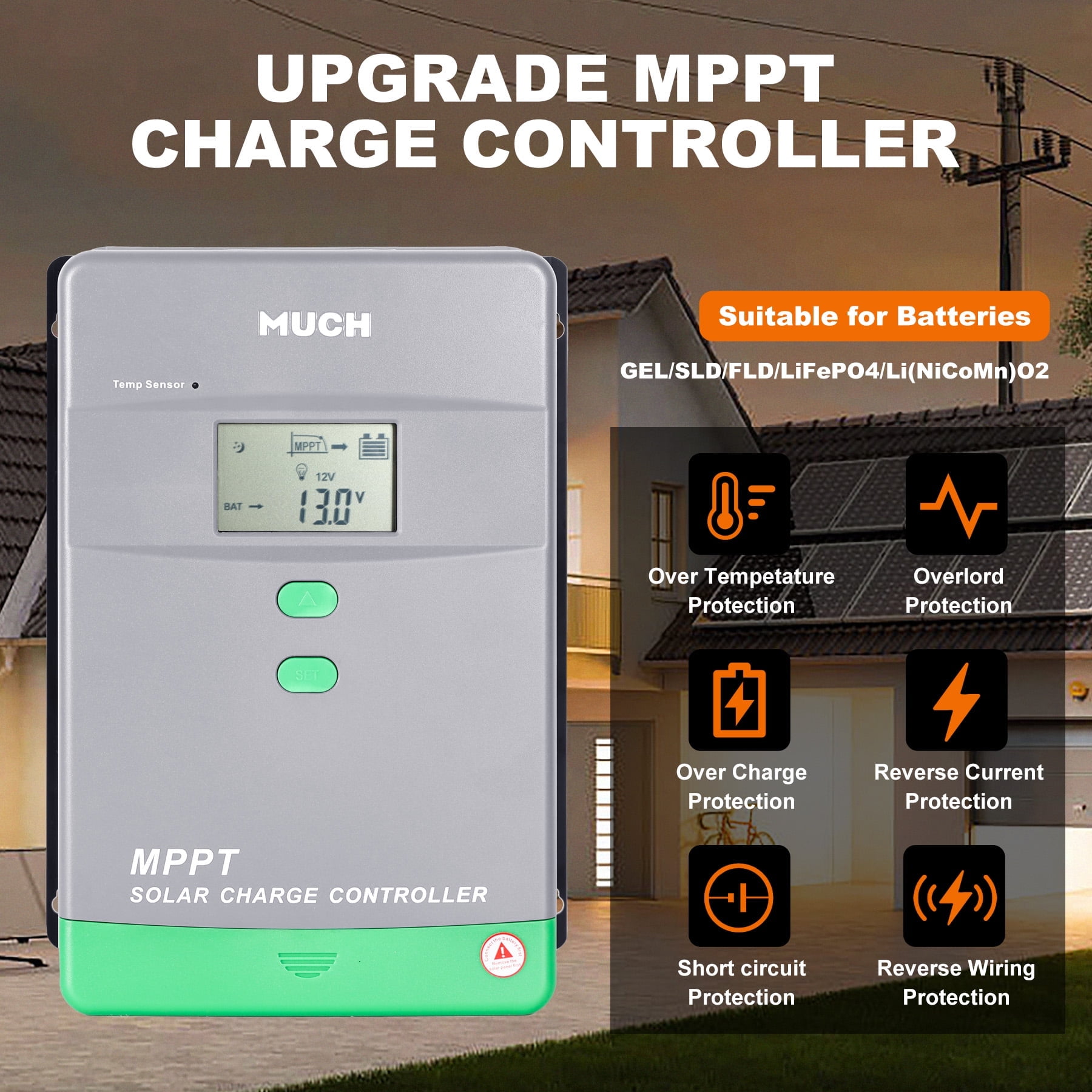 High-Performance Solar Charger Controller 50A MPPT - Premium LCD Display, 12V/ 24V Solar Panel ...