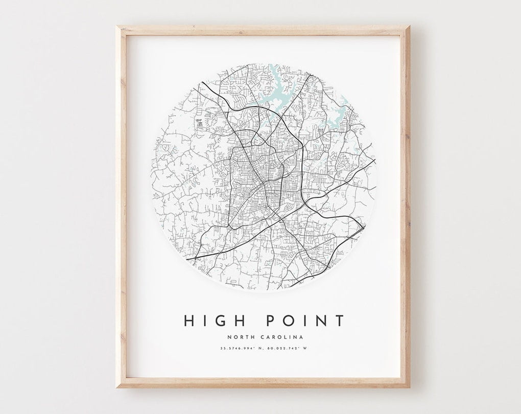 High Point Map Print, High Point Map Poster City Wall Art, Nc Road Map ...