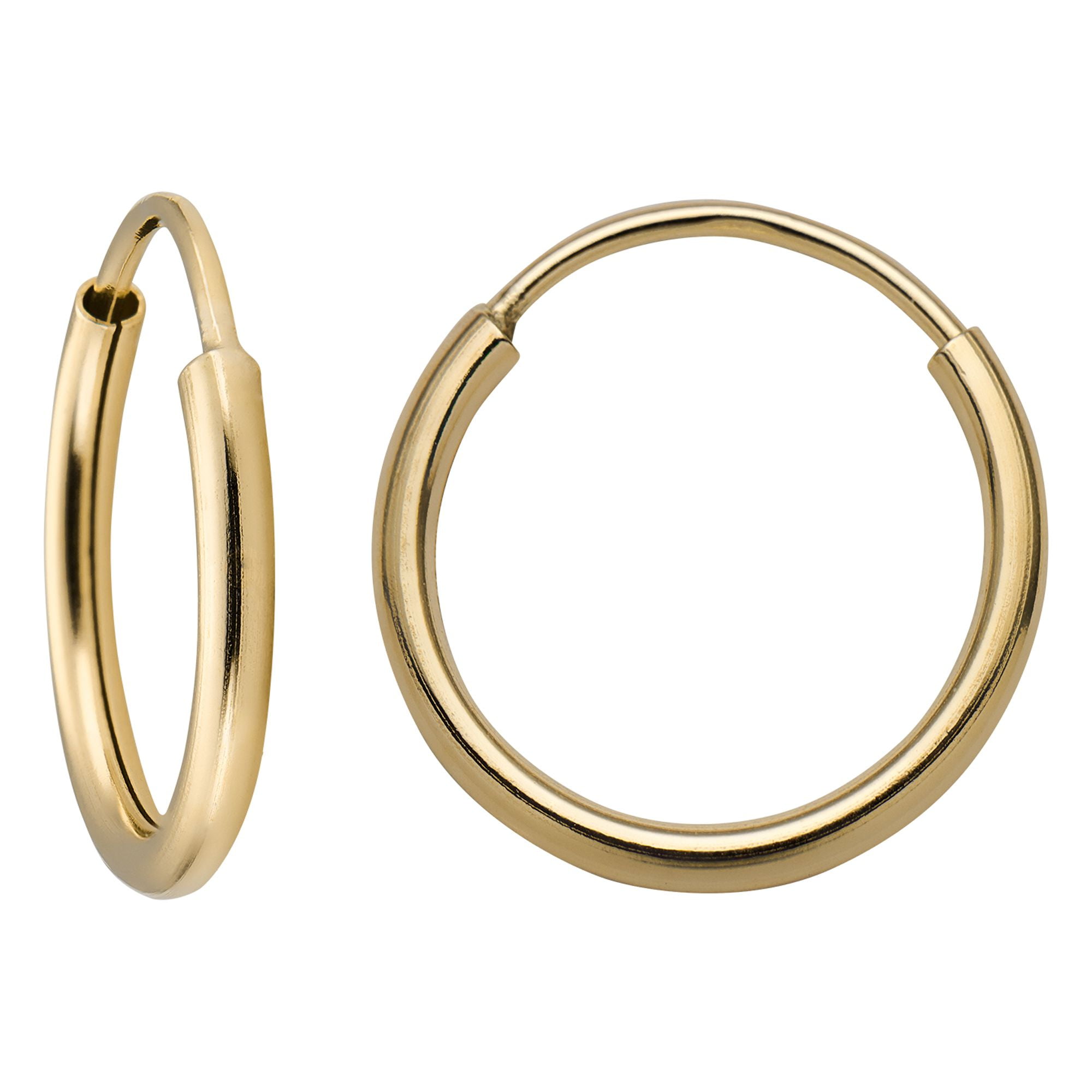 High Polish 14k Gold 1mm Endless Closure Hoop Earrings (10mm) - Walmart.com