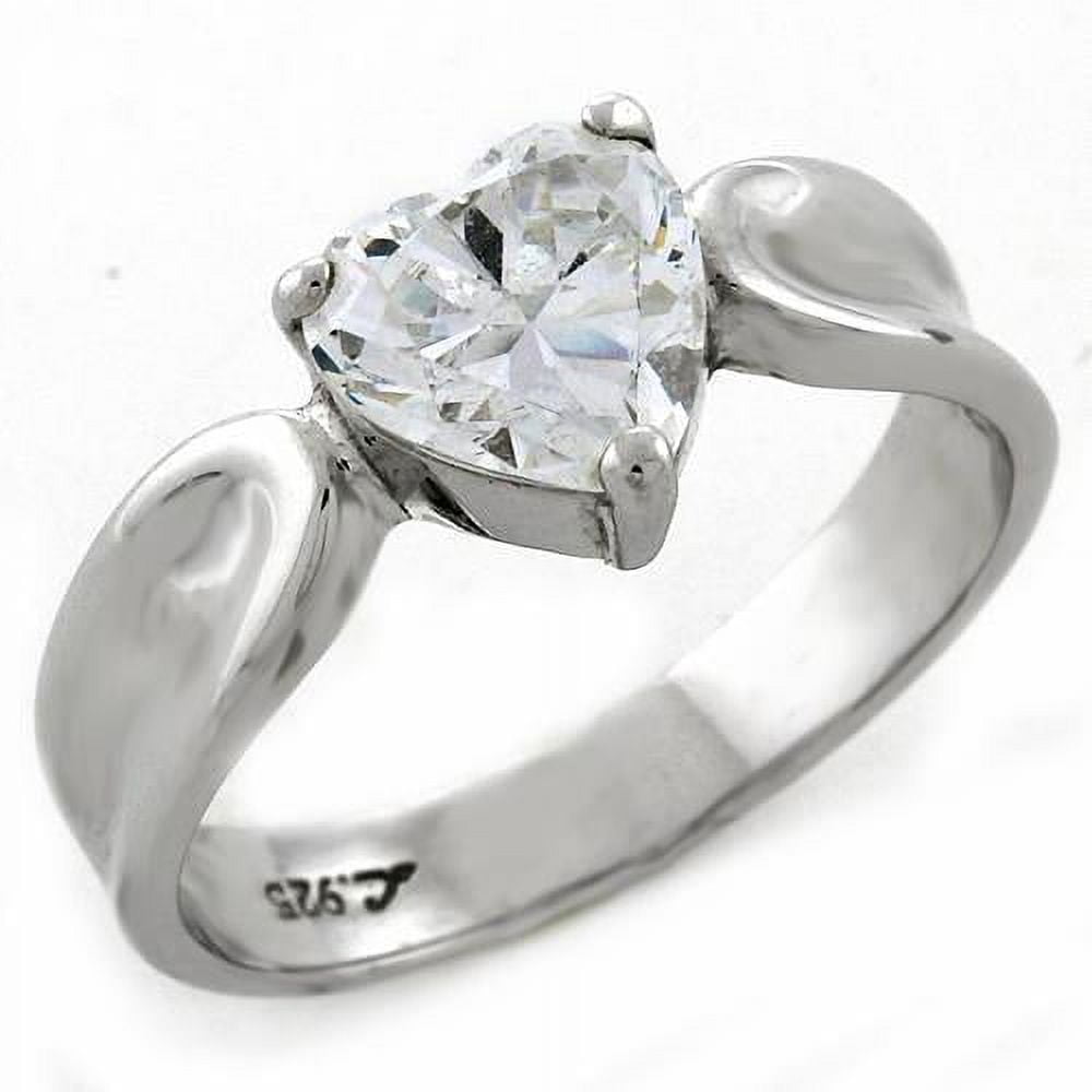 High-Polished 925 Sterling Silver Ring with AAA Grade CZ in Clear for ...