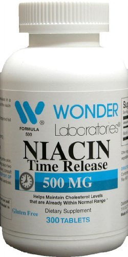 High Potancy Time Release Niacin (Vitamin B3) 500 Mg 300 Tablets Non-GMO, Gluten Free Supplement ...