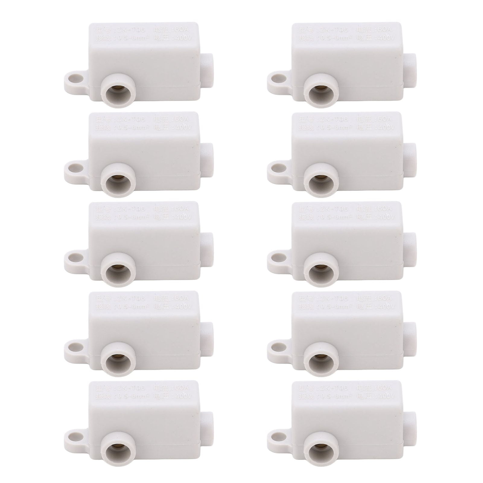 High Power 10Pcs ZK T06 Wire Connectors, 400V 60A 1 in 2 Out Splice ...