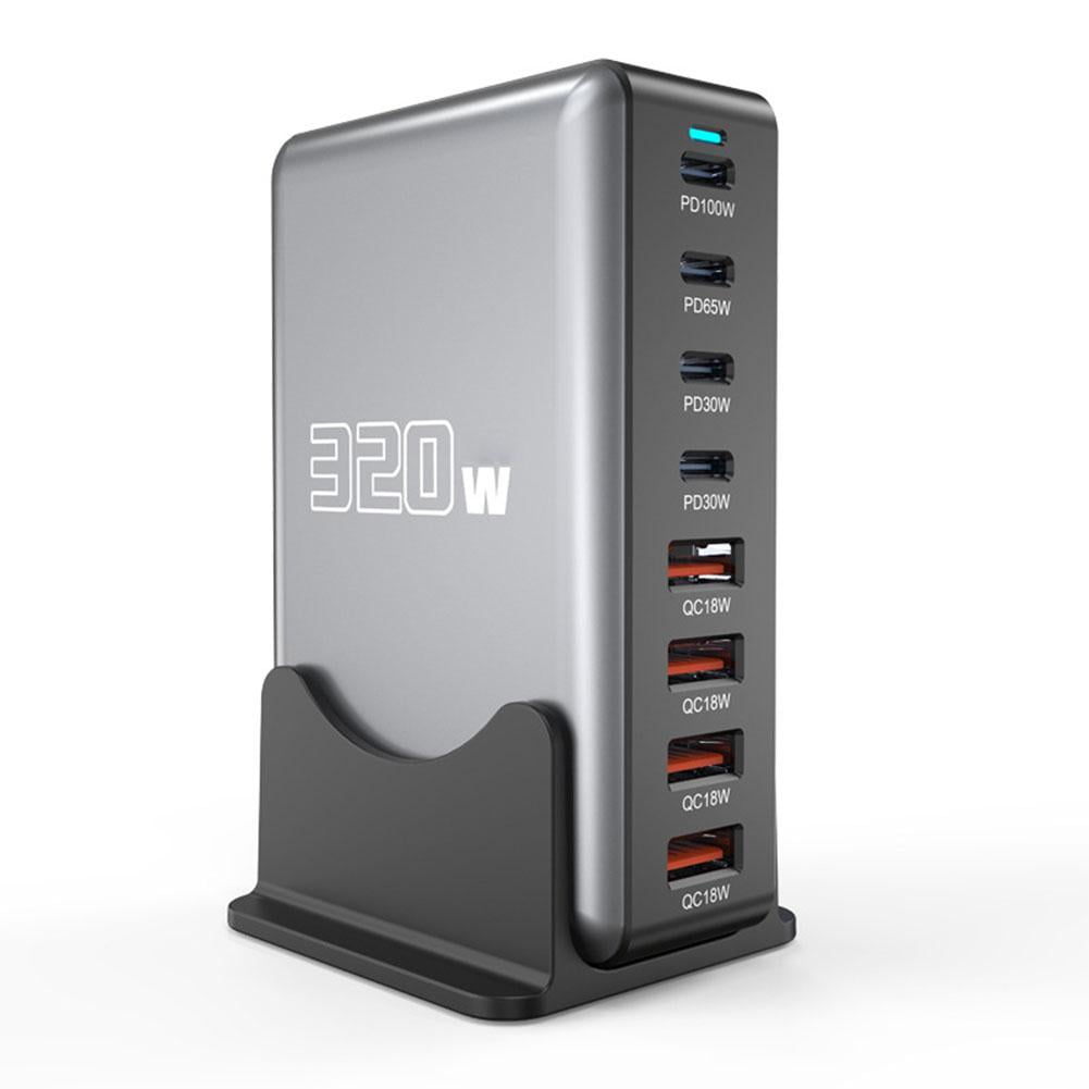 High-Power 8-Port USB Charger with Multiple Safety Protections, Gray ...