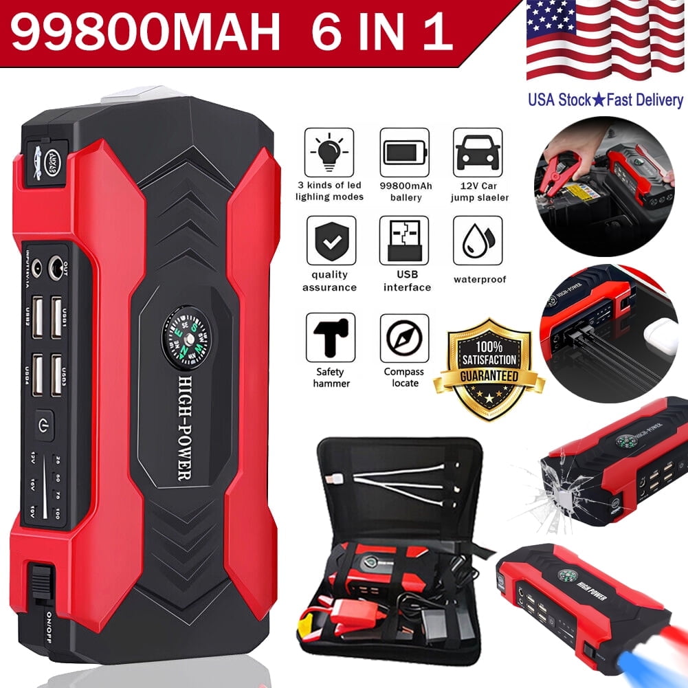 99800mAh High Power Jump Starter Portable Charger Emergency Box with USB LED Walmart
