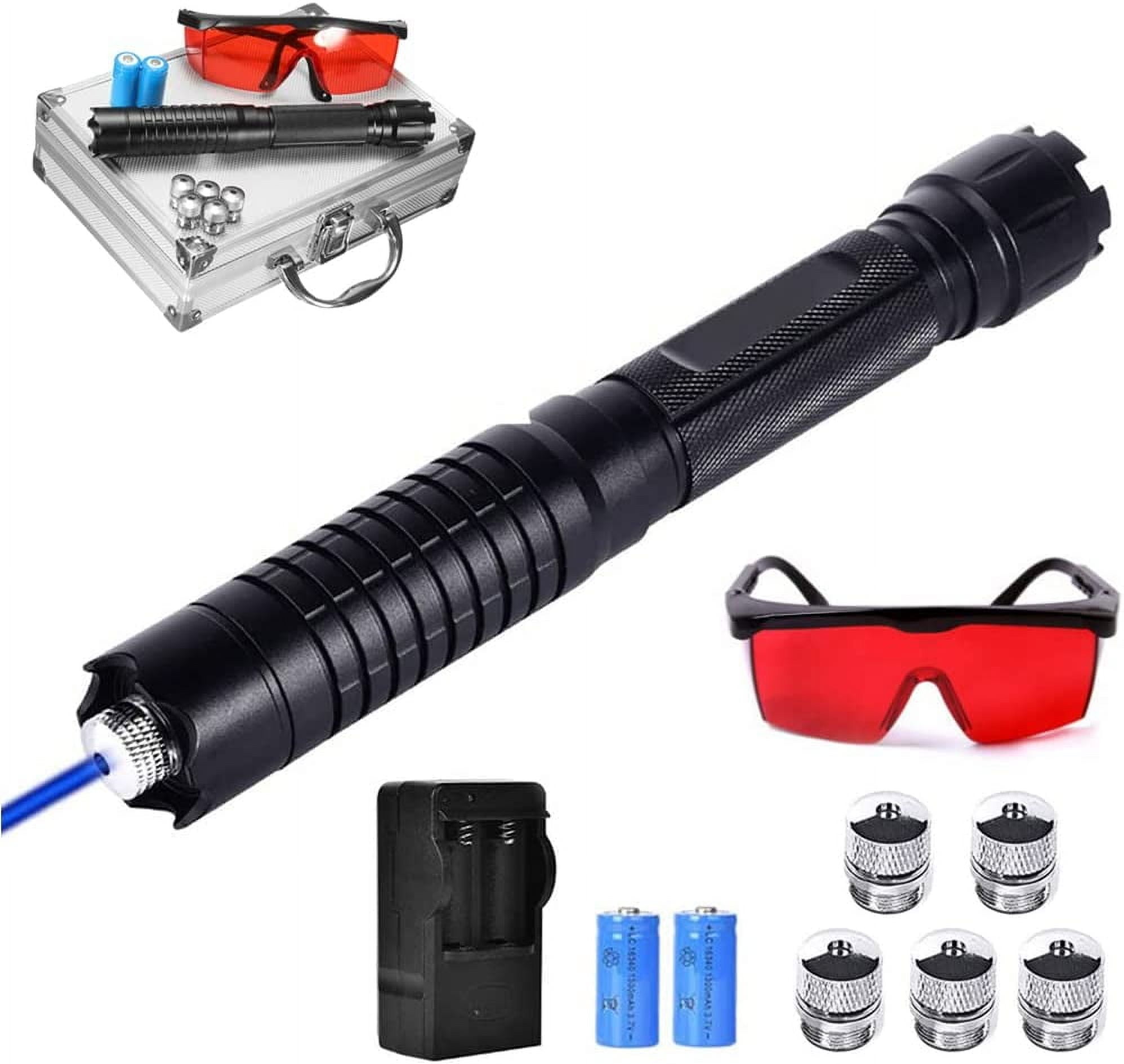 High Power Blue Tactical Flashlight, LED Light, Battery Powered ...