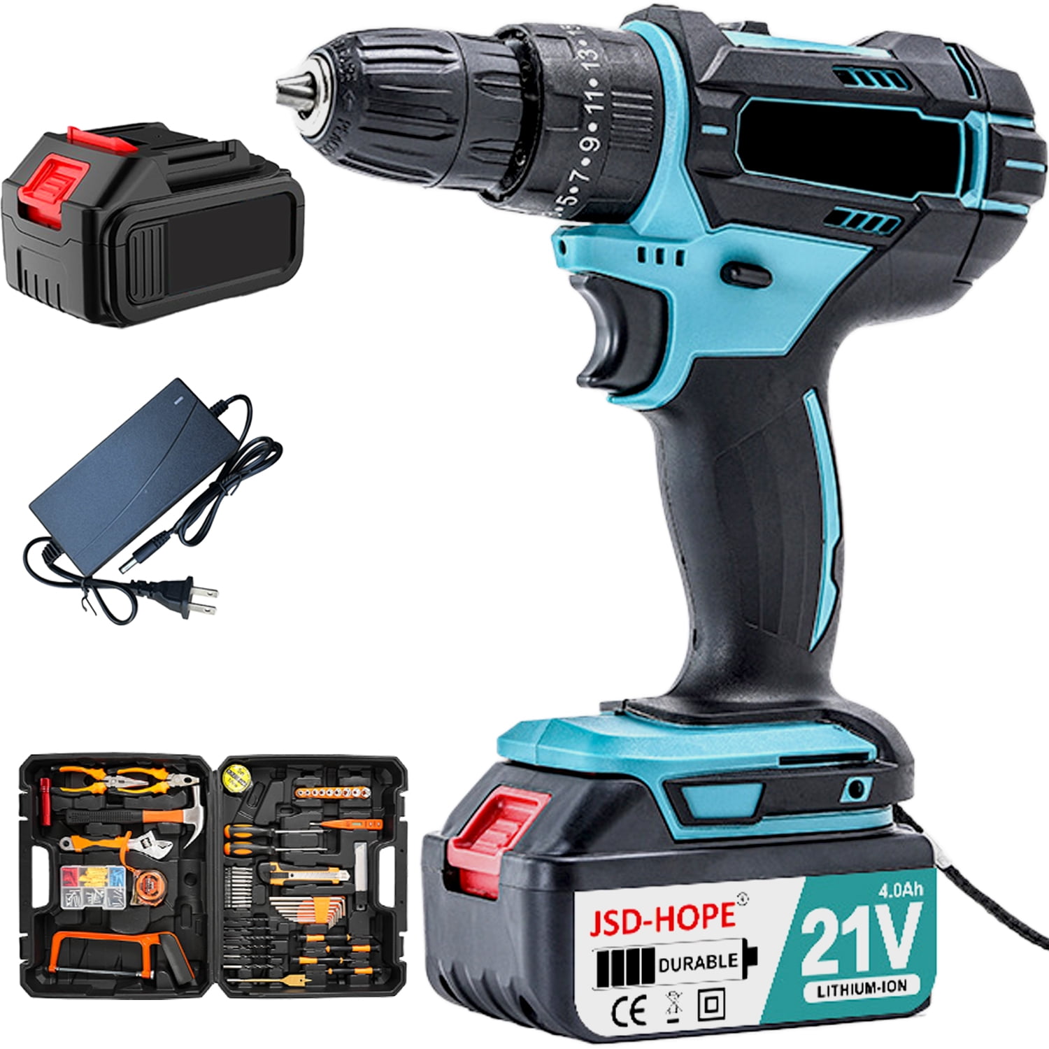 High-Power Brushless Cordless Drill-21V Lithium-Ion Rechargeable ...