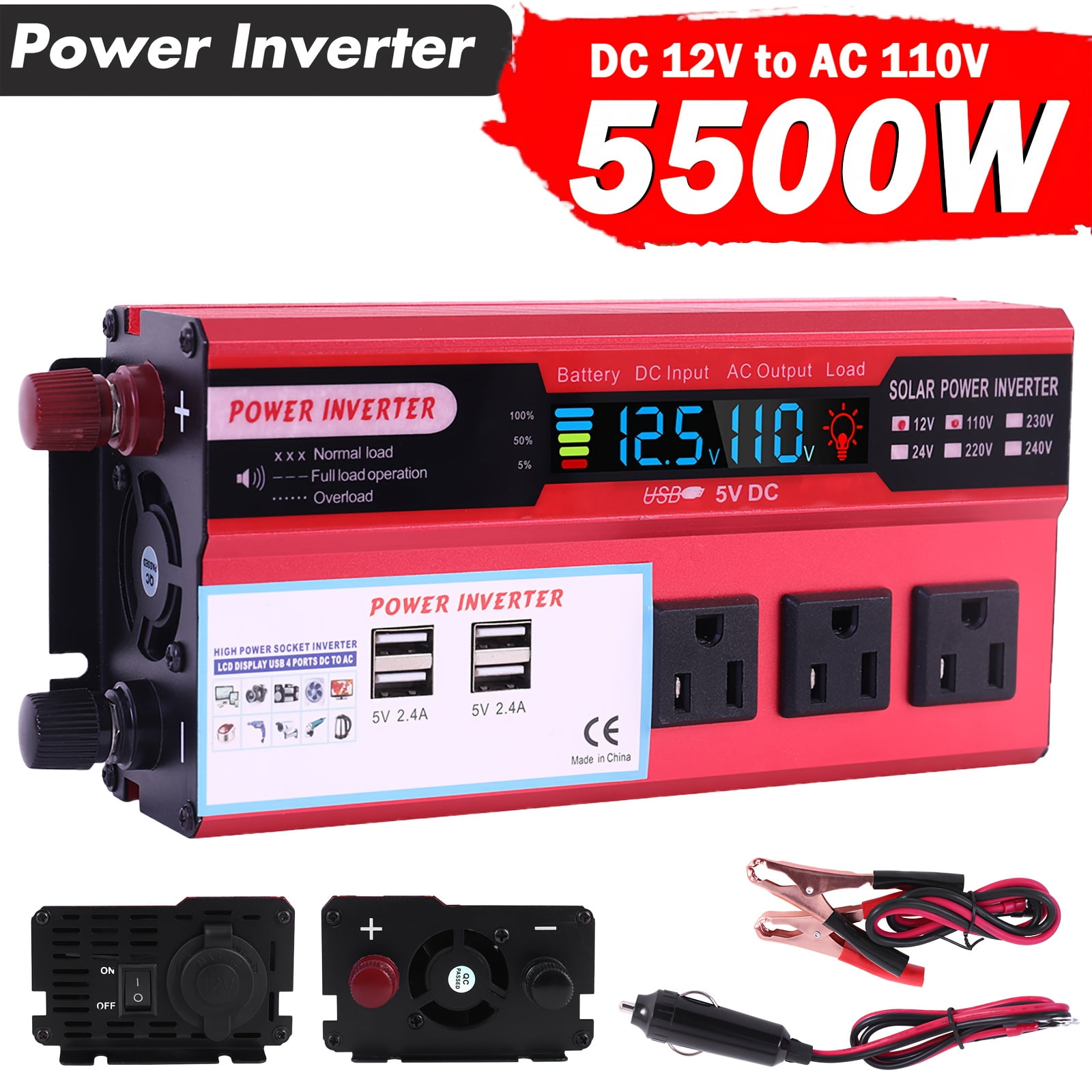 High Power Car Power Inverter (4000W/5000W/6000W/16000W) - 12V to 110V ...