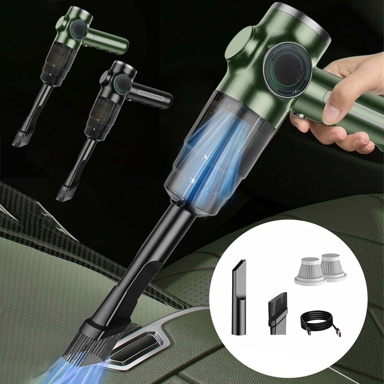 High Power Car Vacuum, Rechargeable Handheld Vacuum, 120w Cordless ...