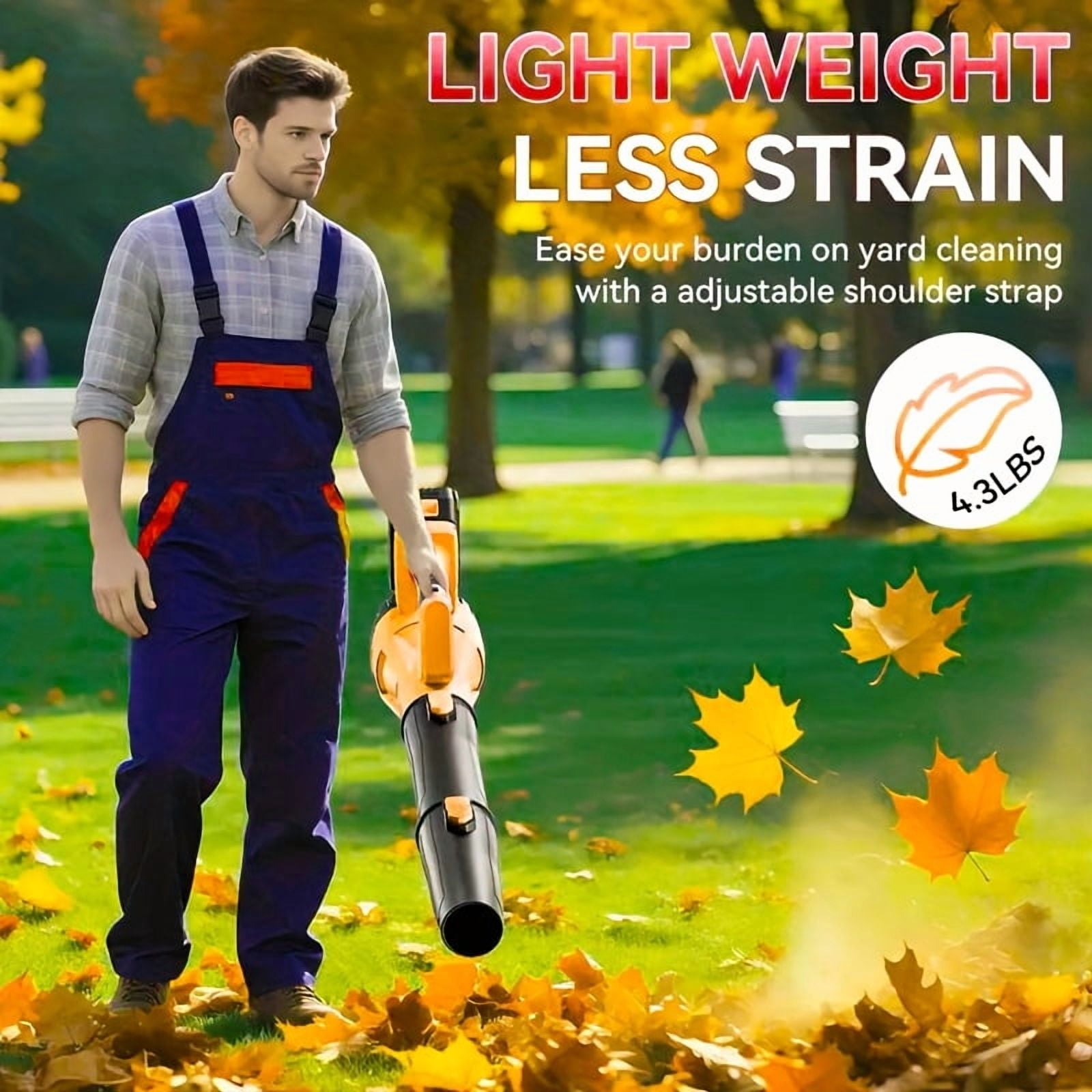 High-Power Cordless Leaf Blower – 4.0Ah Battery & Storage Bag Included ...