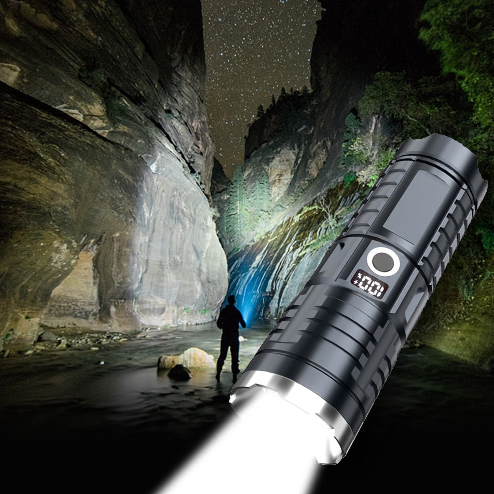 High Power LED Flashlight | Telescopic Zoom | Digital Power Display ...