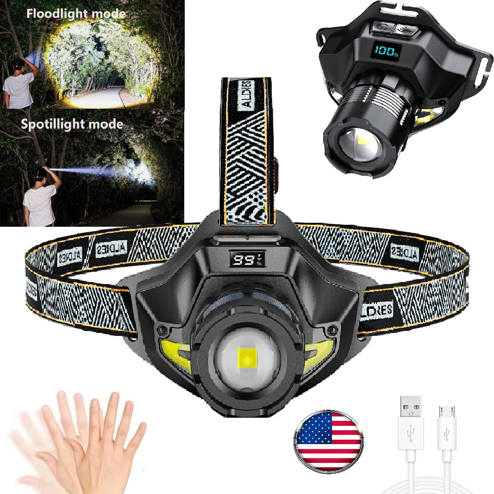 High Power LED Headlamp 990000LM Rechargeable, Adjustable Focus Head ...