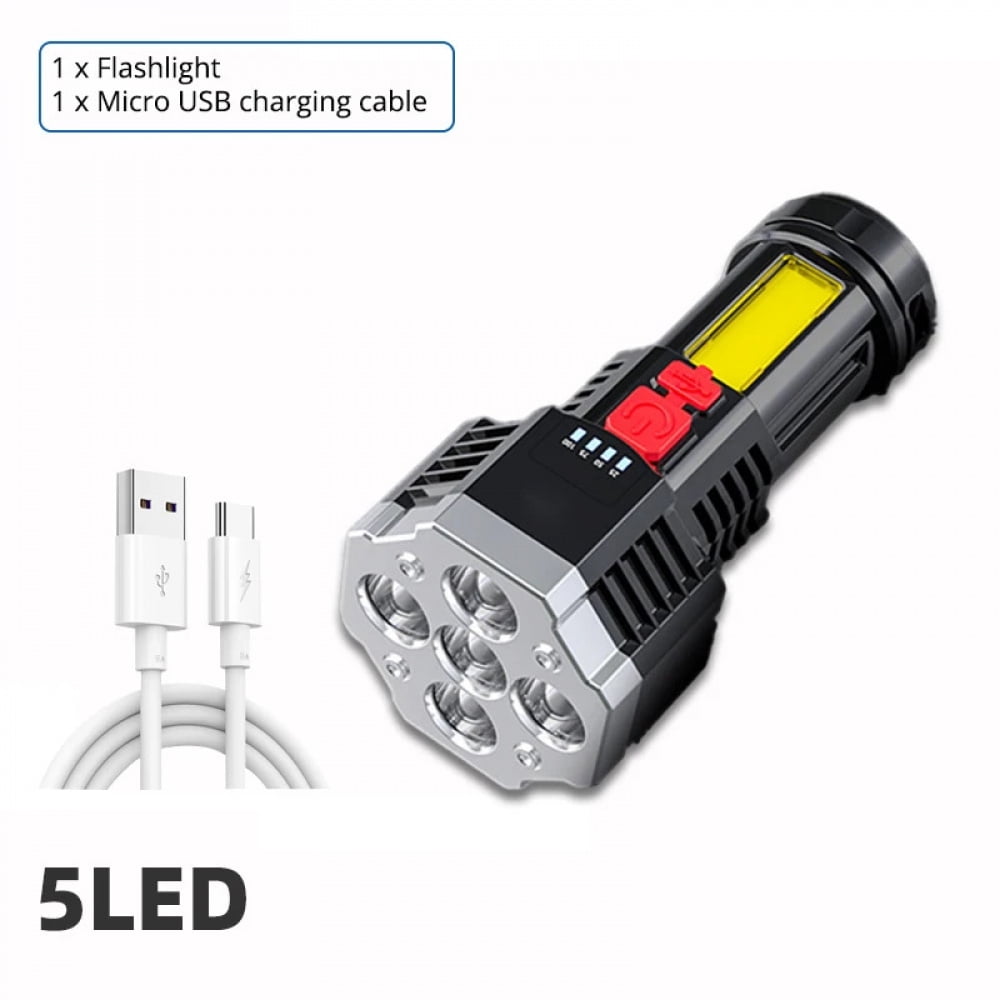 High Power Rechargeable Led Flashlights 7LED Camping Torch With Cob ...