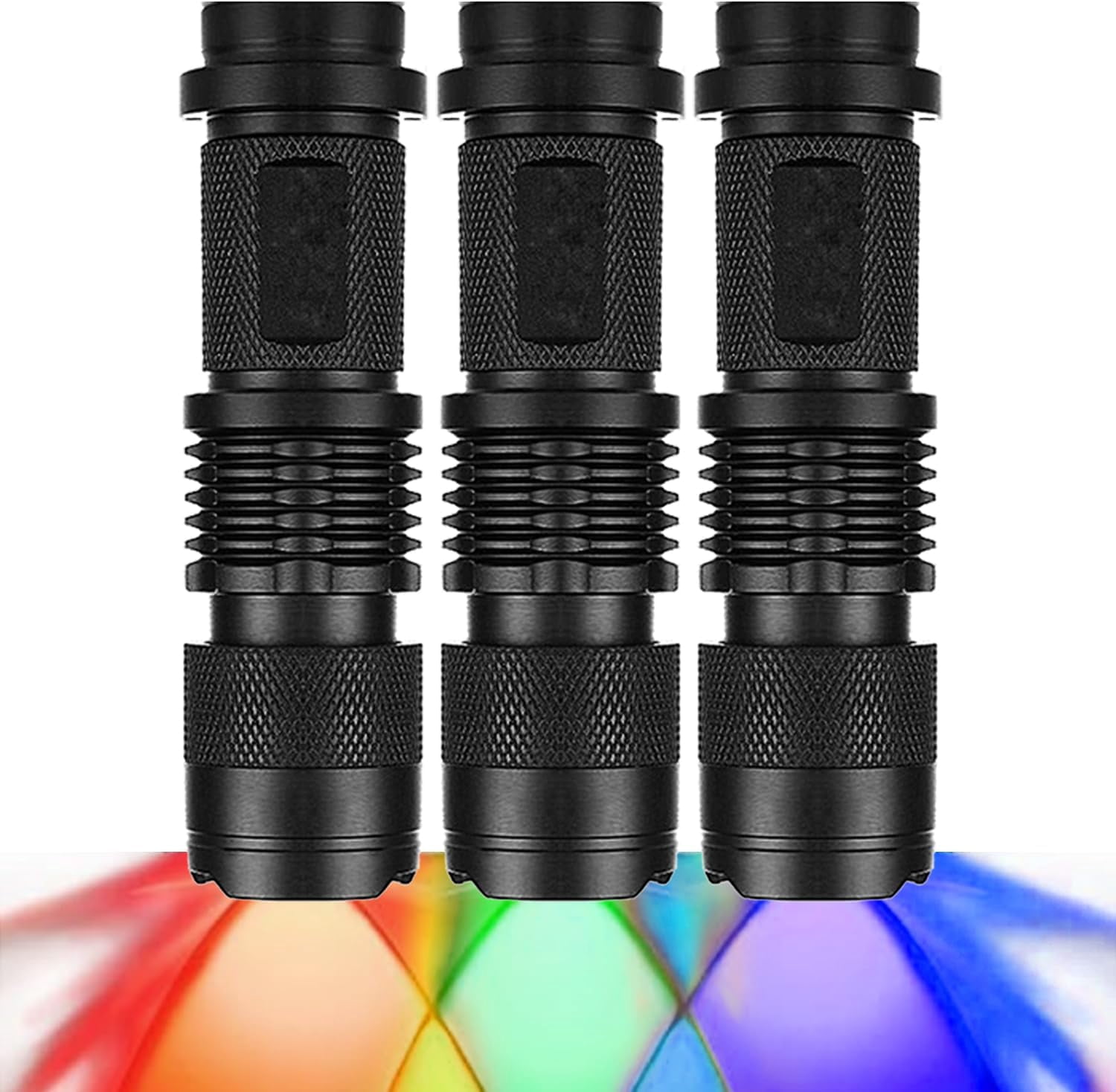 High-Power Red Green Blue LED Flashlight (3-Piece Set), Three Modes and ...