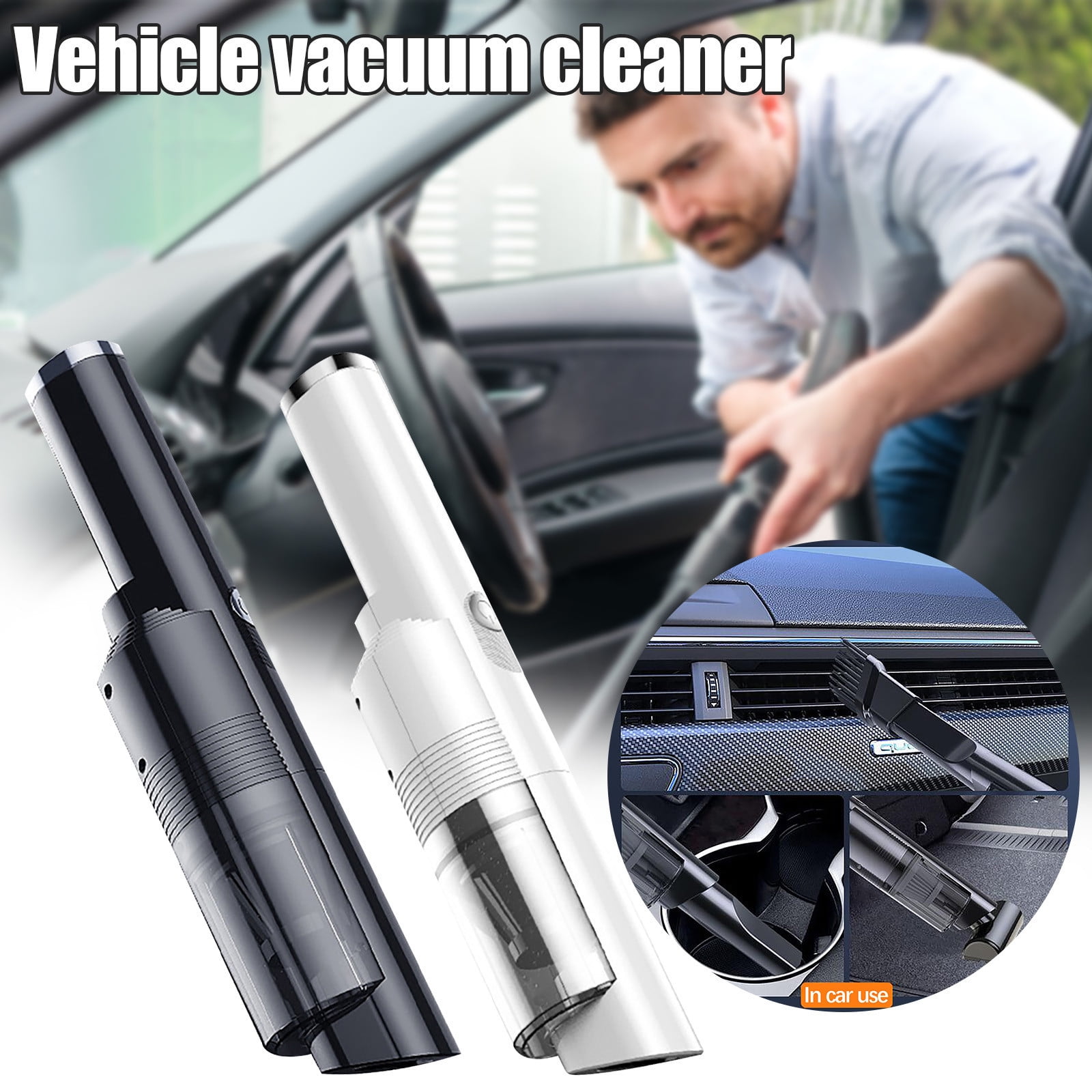High-Power Wireless Vacuum, Portable Car Cleaner, Wet-Dry suction, 2-in ...