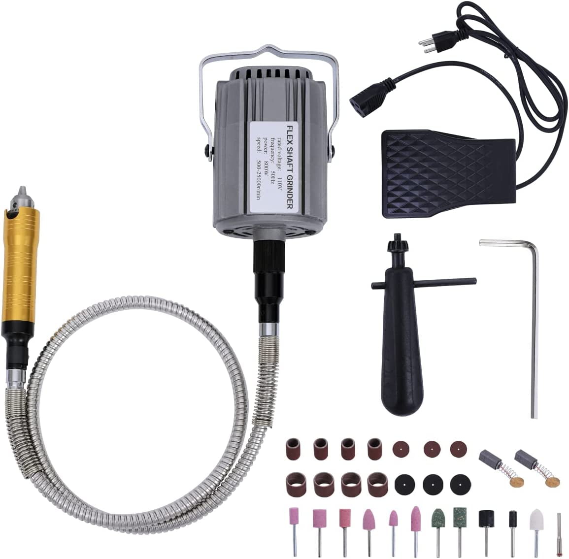 High-Powered 800W Flex Shaft Rotary Tool with Foot Pedal Control and ...