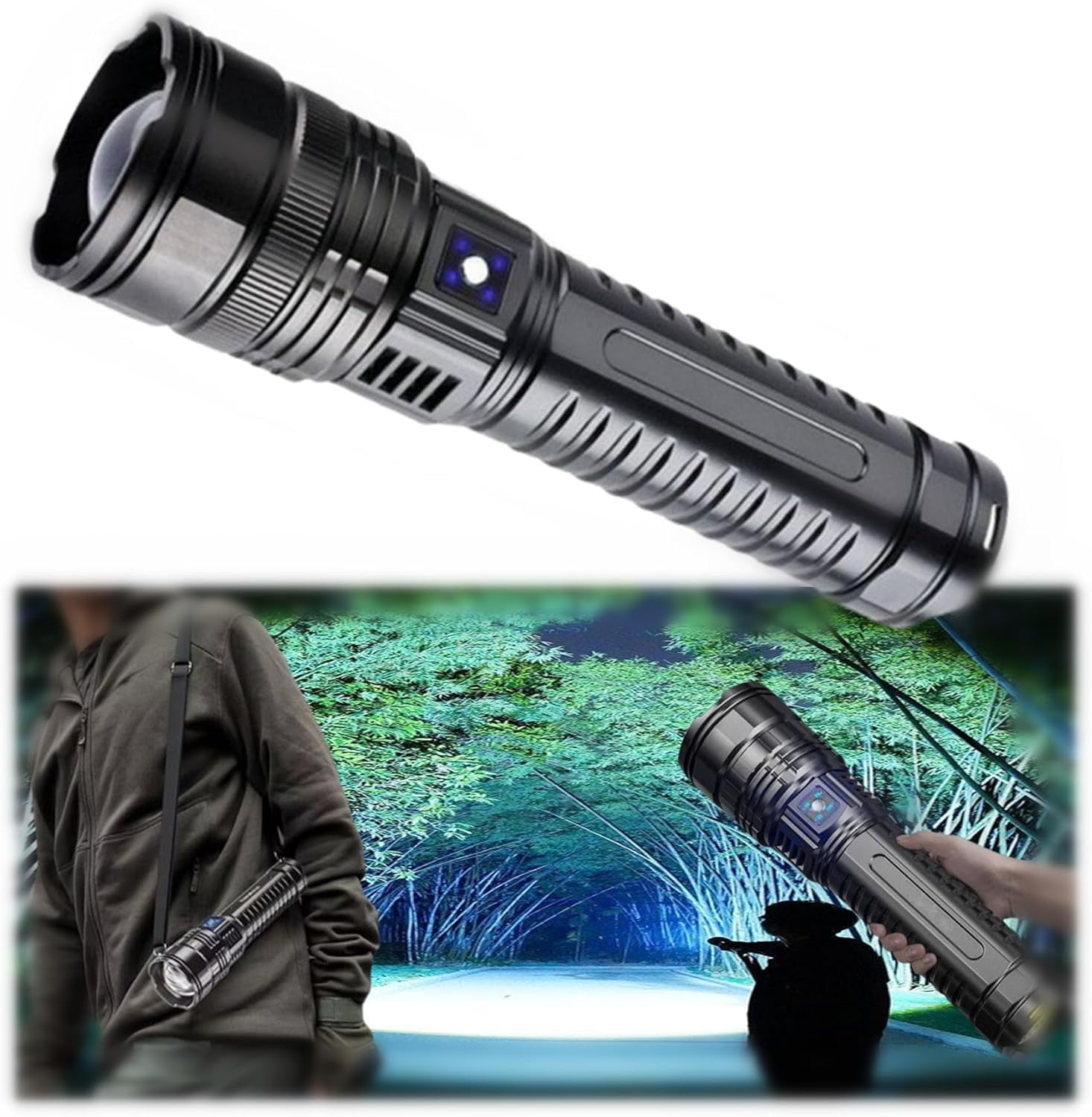 High Powerful LED Flashlight 1000000 Lumens,Super Bright USB ...