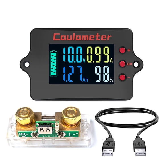 High Precised 36V 24V Battery Counter Coulombmeter with USB Power Cable ...