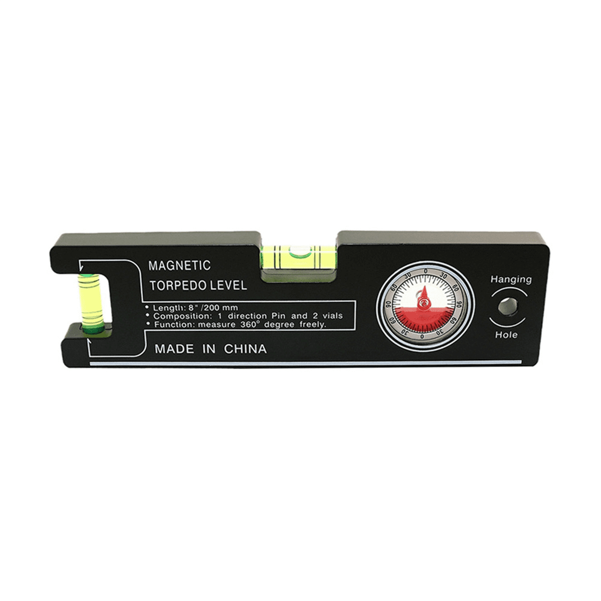 High Precision 200mm Magnetic Level Ruler ABS Millimeter Scale Angle ...
