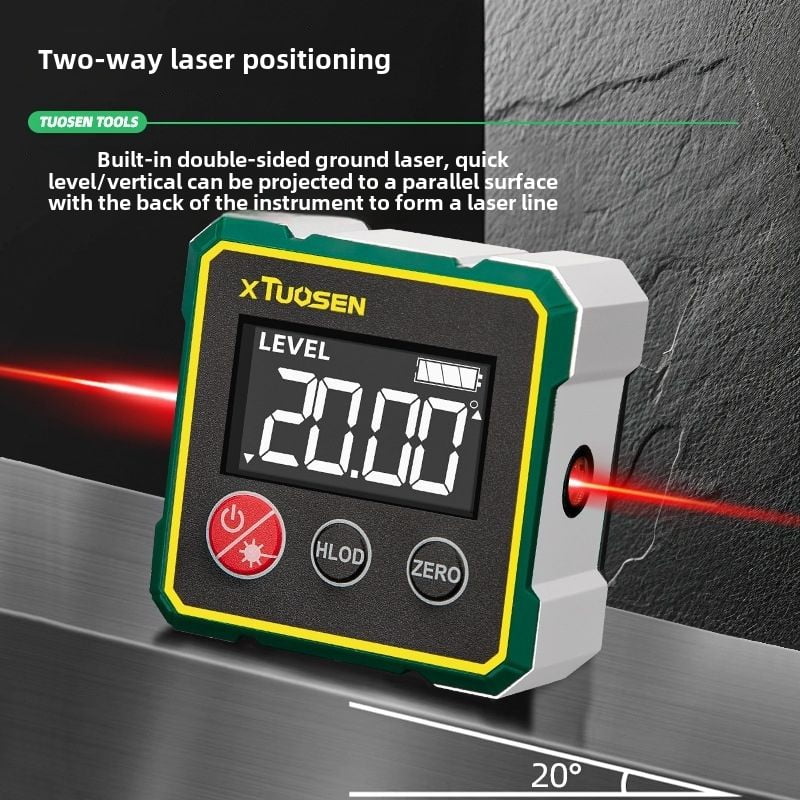 High Precision Digital Inclinometer Box Electronic Level Tool Laser Ruler Dual Axis Angle ...