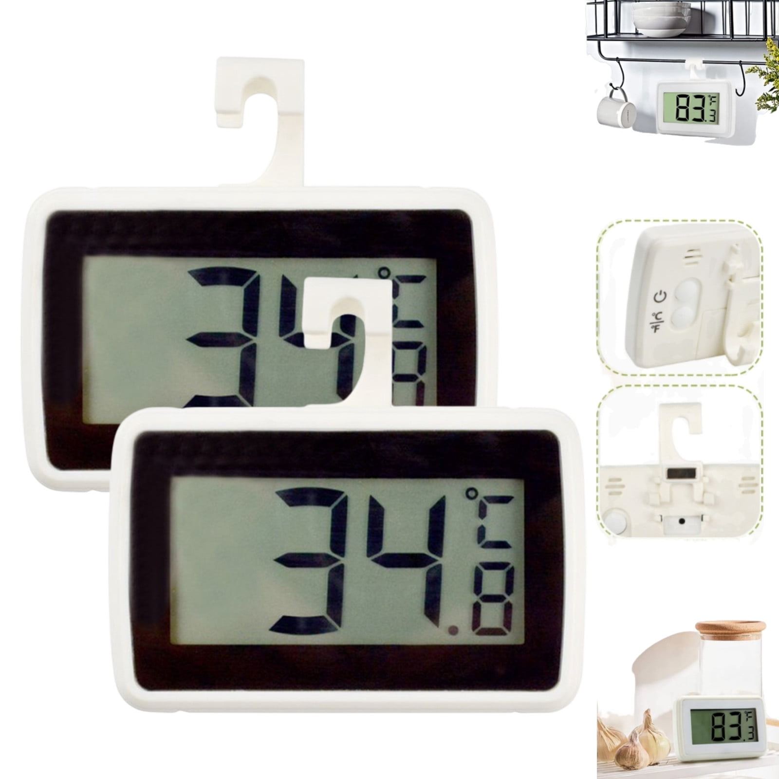 High Precision LCD Refrigerator Thermometer Freezer Temperature Monitor ...
