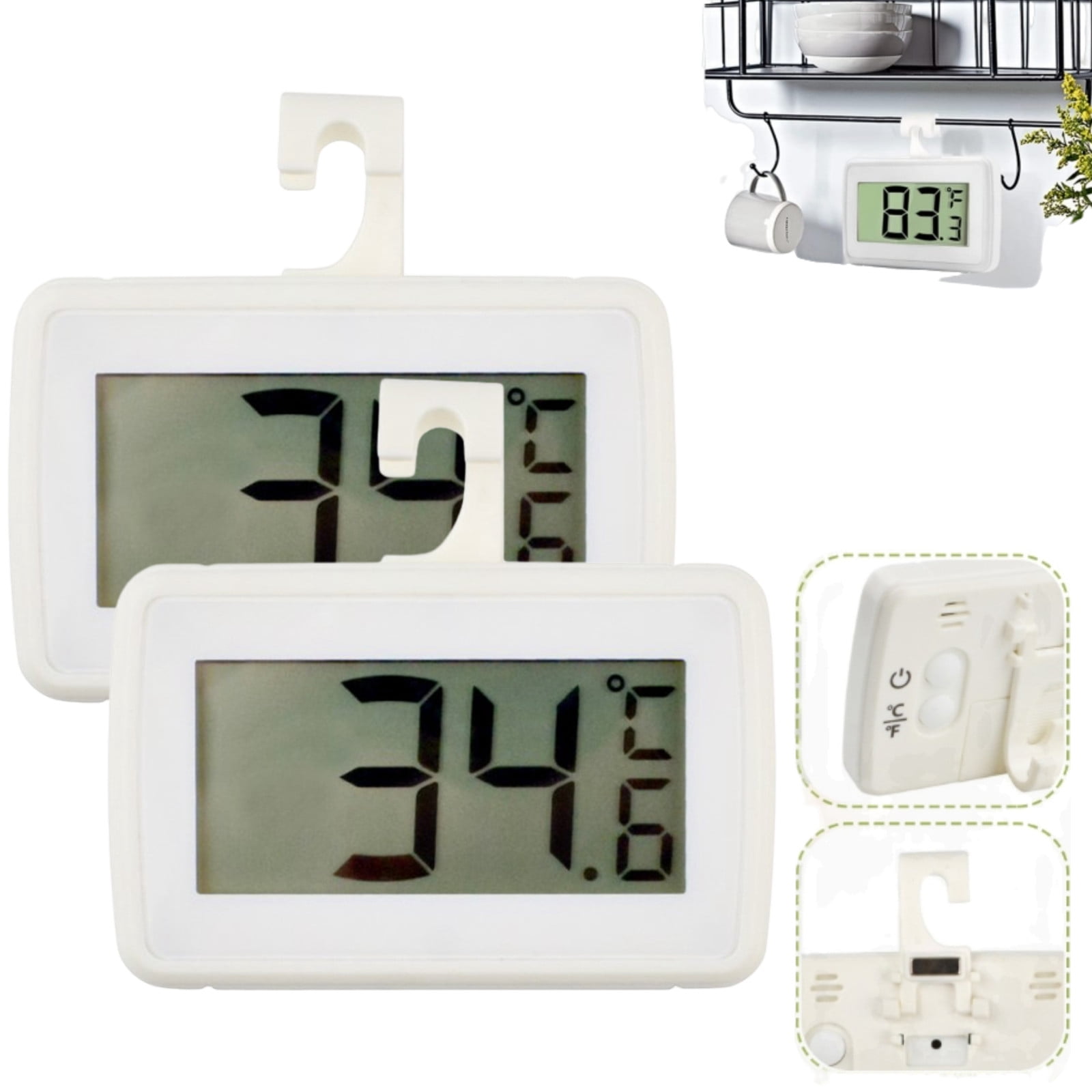 High Precision LCD Refrigerator Thermometer Freezer Temperature Monitor ...