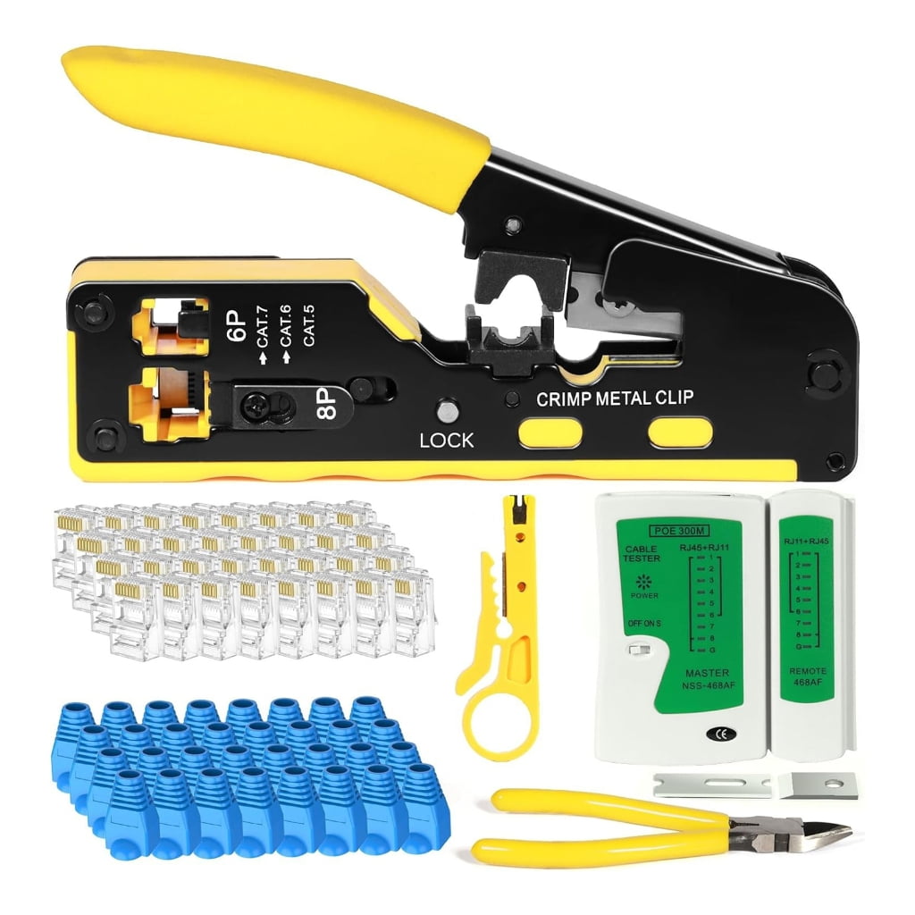 High Precision RJ45 Cable Crimping Tool Set With Networking Tester And ...