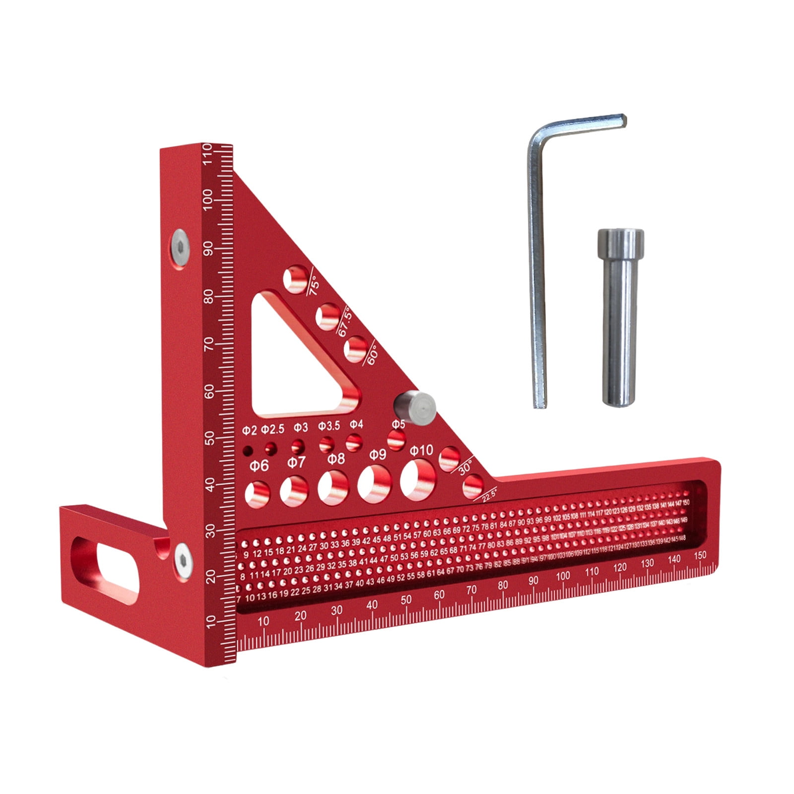 High Precision Triangle Ruler – 6.3x4.7in Red Metal Layout Measuring ...