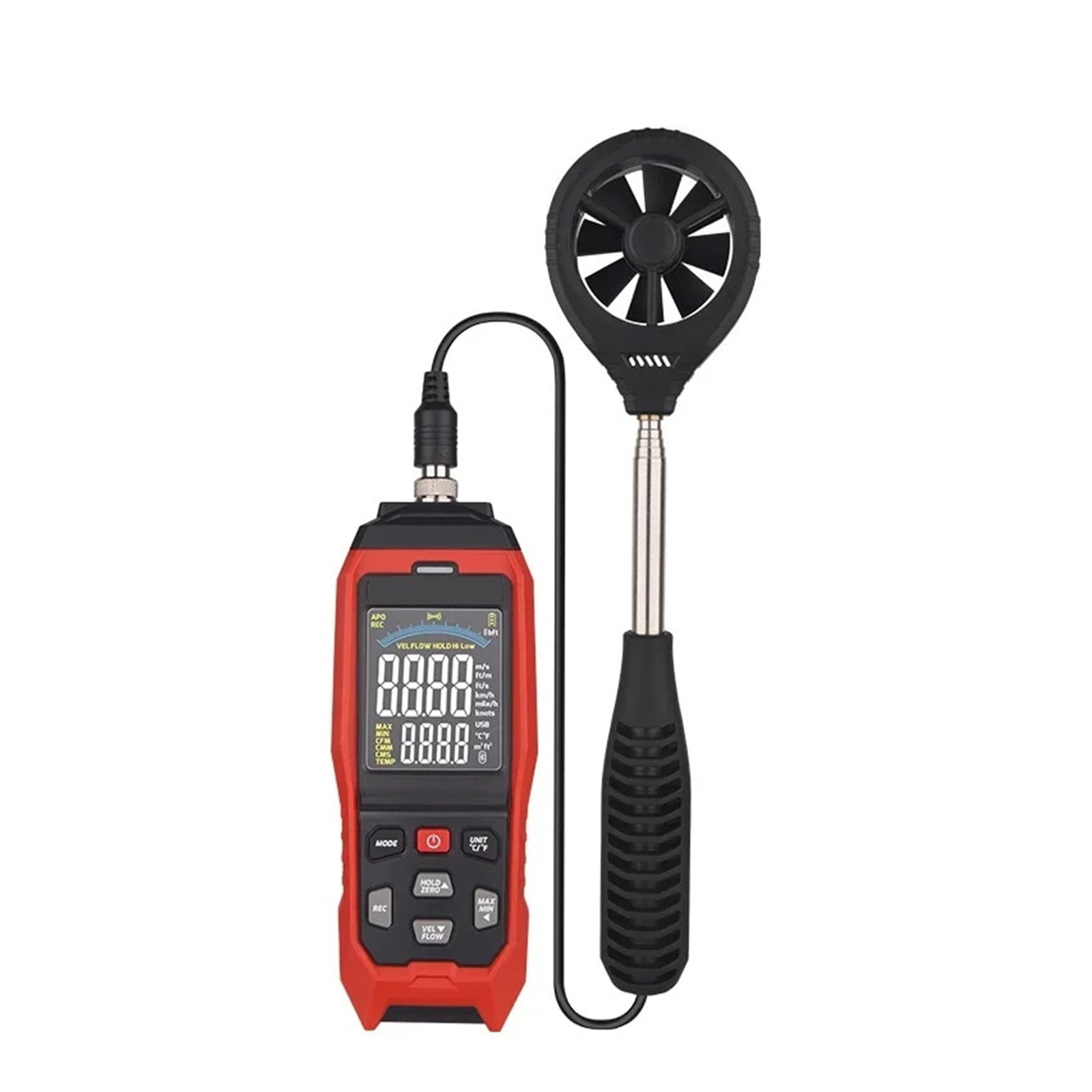High Precision USB Digital Anemometer Flexible Air Flow Air Velocity ...