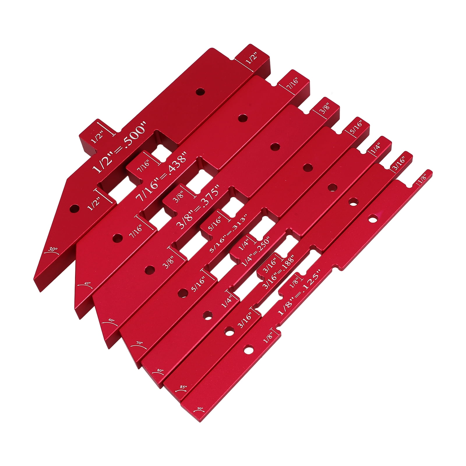 TABLZONE 7-Piece Red Aluminum Woodworking Measurement Gauge Block Set ...