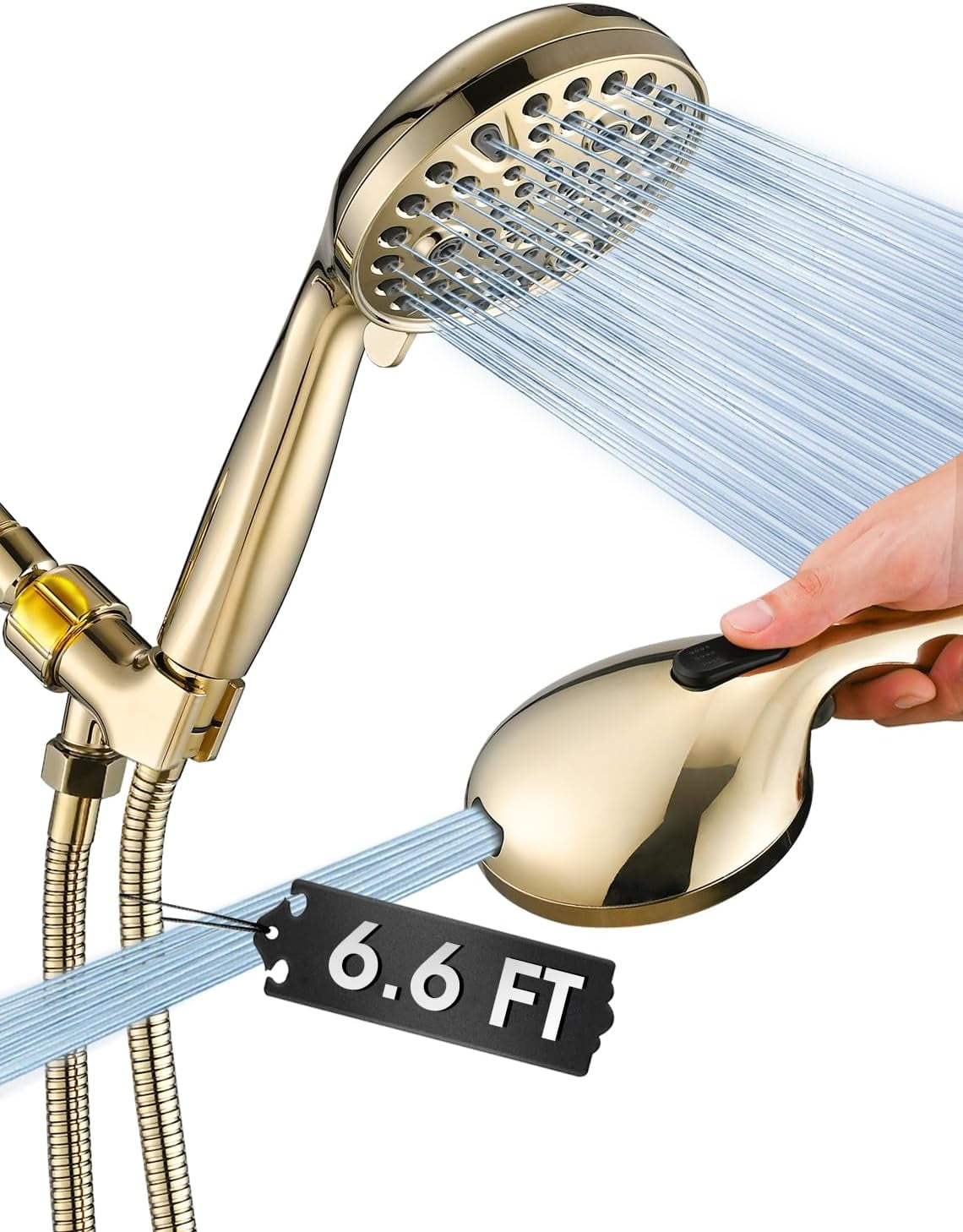 High Pressure 10 Setting Handheld Shower Head, 5" Detachable Showerhead ...