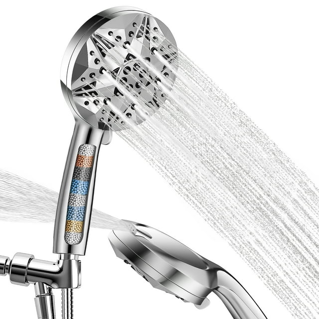 "High Pressure 10-Mode Handheld Shower Head with 80"" SS Hose, Anti ...