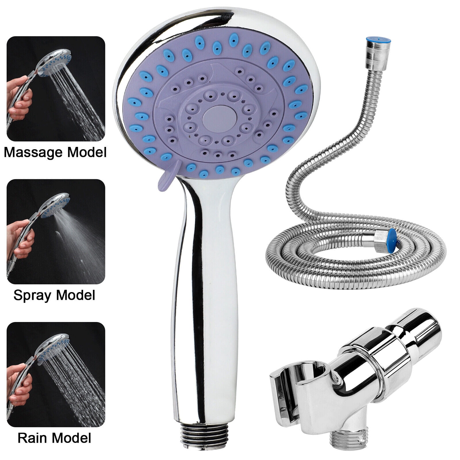 High Pressure 3 Setting Shower Head Bathroom Spray Handheld Showerhead ...