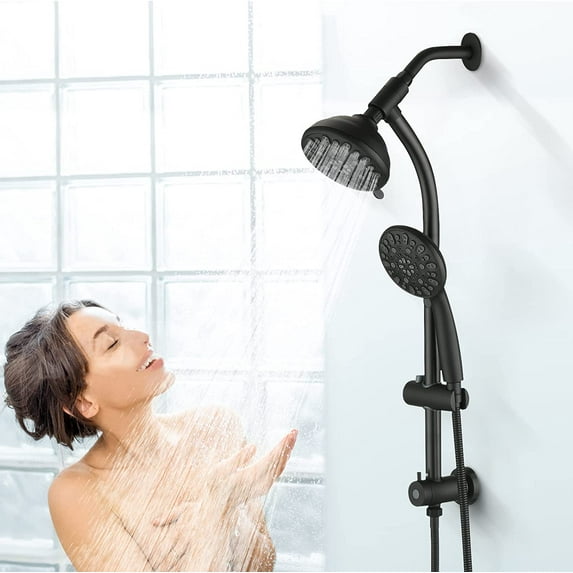 High Pressure 48-Settings Shower Head with Handheld Shower, Drill-Free ...