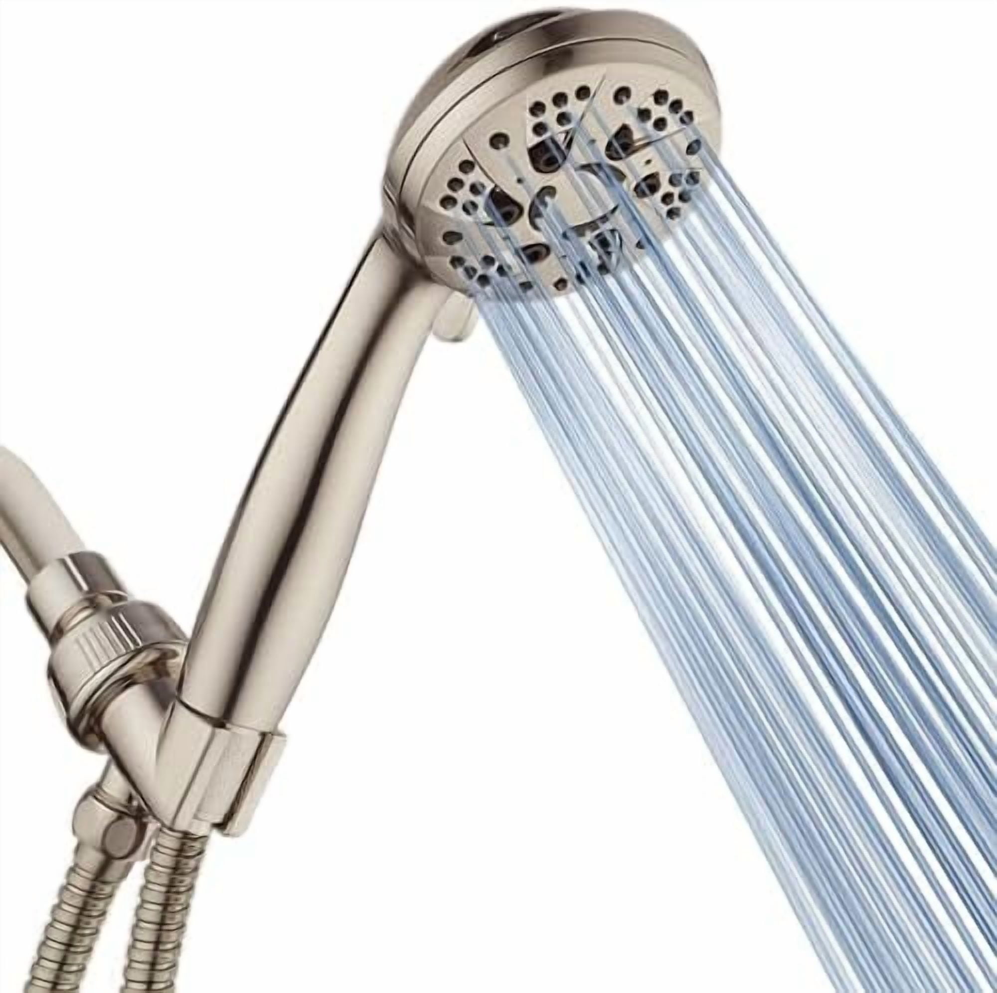 High Pressure 6-Setting Full Brushed Nickel Handheld Shower Head with ...