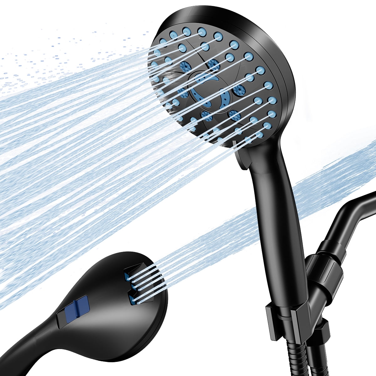 High Pressure 7 Functions Shower Head with Handheld, Built-in Power ...
