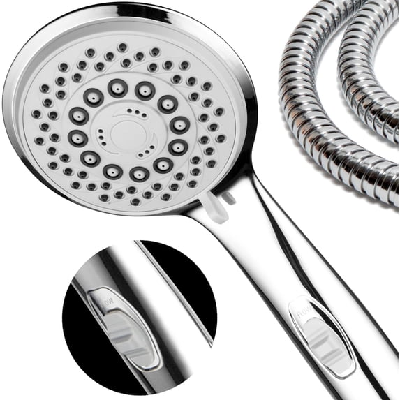 High-Pressure 7-Setting Handheld Shower Head with 4-inch Face, Patented ...