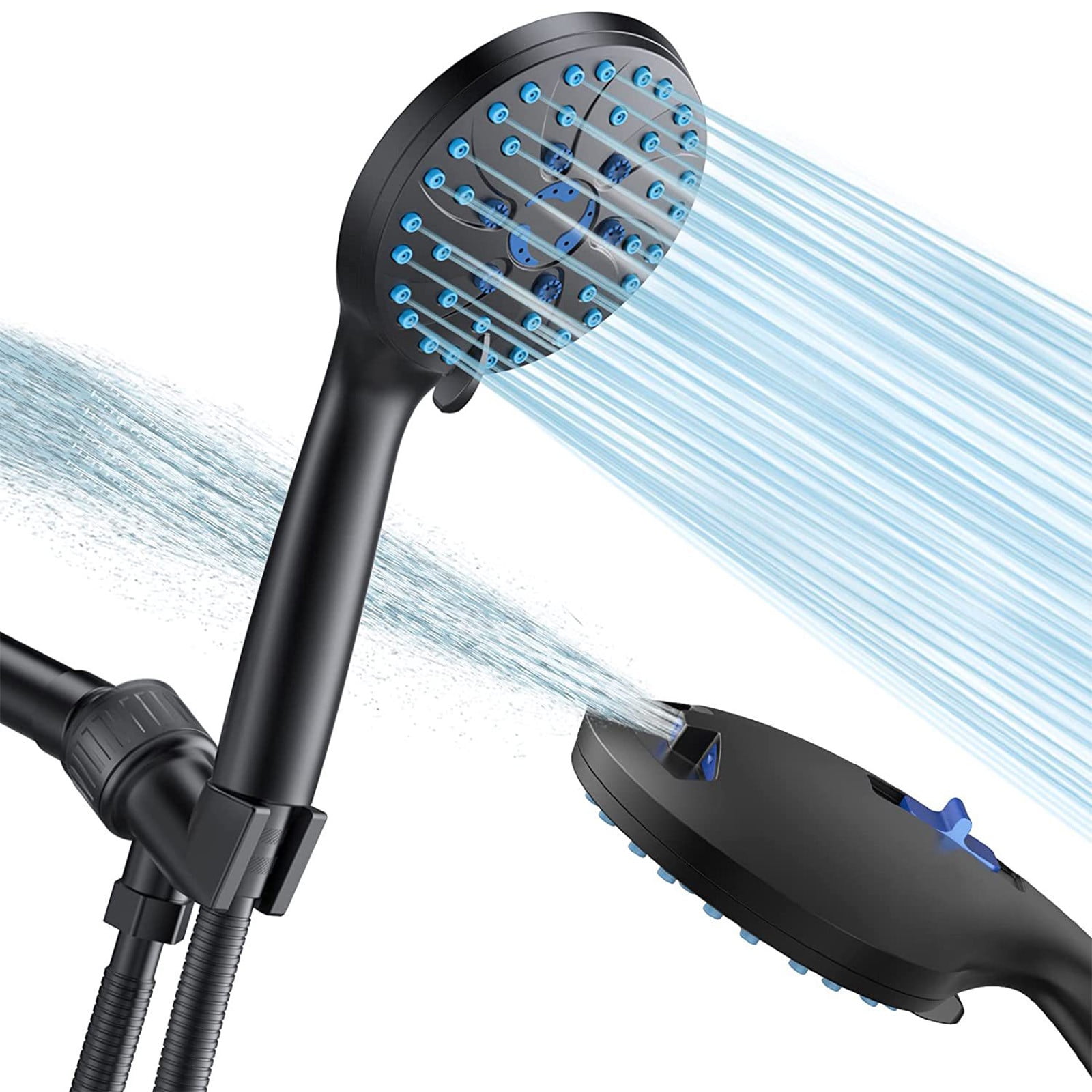 High Pressure 8 Mode Handheld Shower Head Anti Clog Nozzles Built In