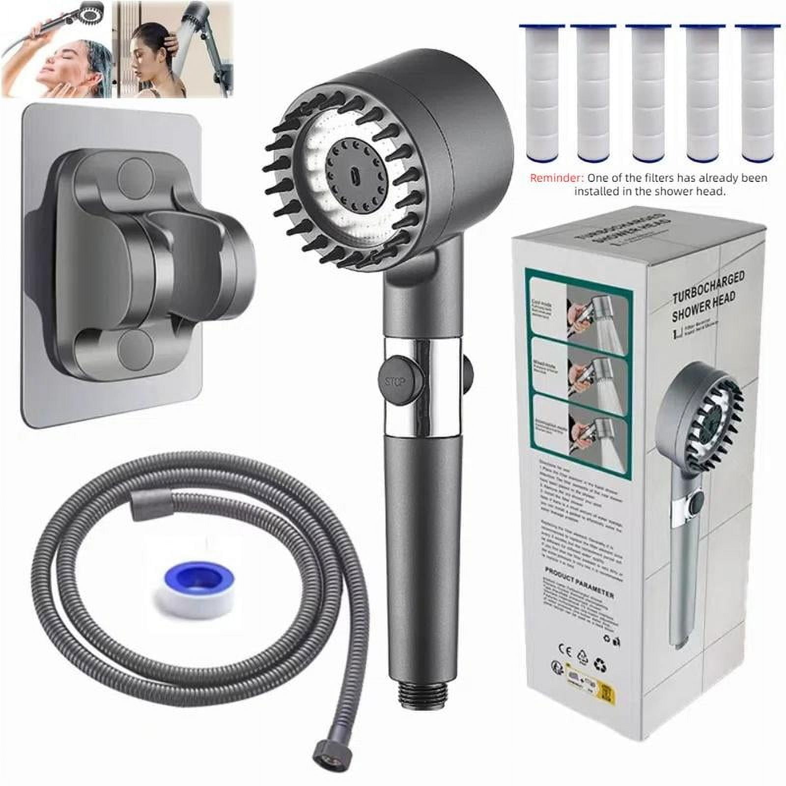 High-Pressure 9-Piece Shower Set with 3-Speed Adjustable Massage ...