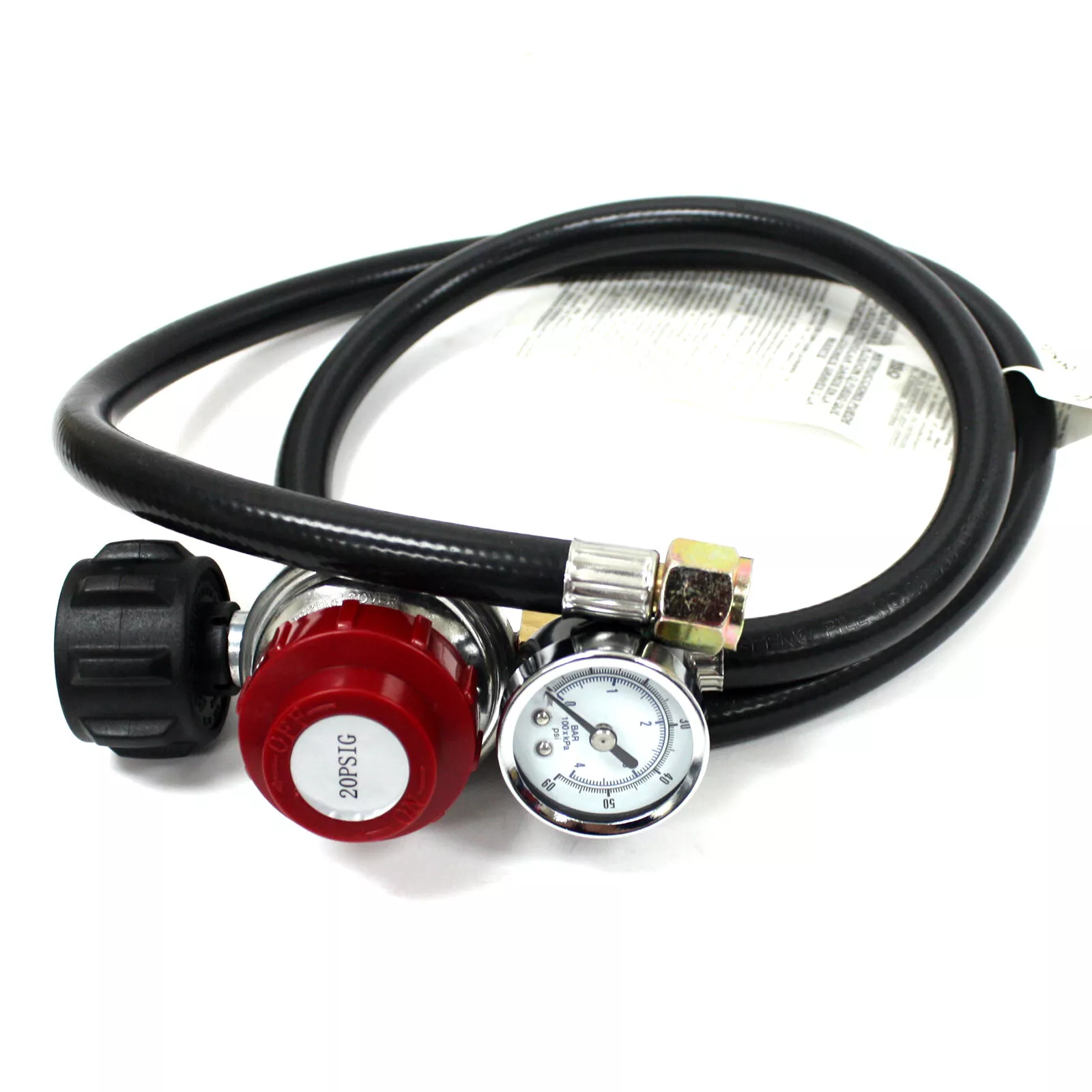 High Pressure Adjustable LP Propane Regulator Gauge QCC1 & 4' BBQ Hose ...