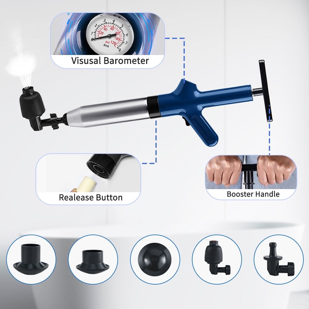 High Pressure Air Toilet Plunge Unclogged for Toilets, Bathroom Floor ...