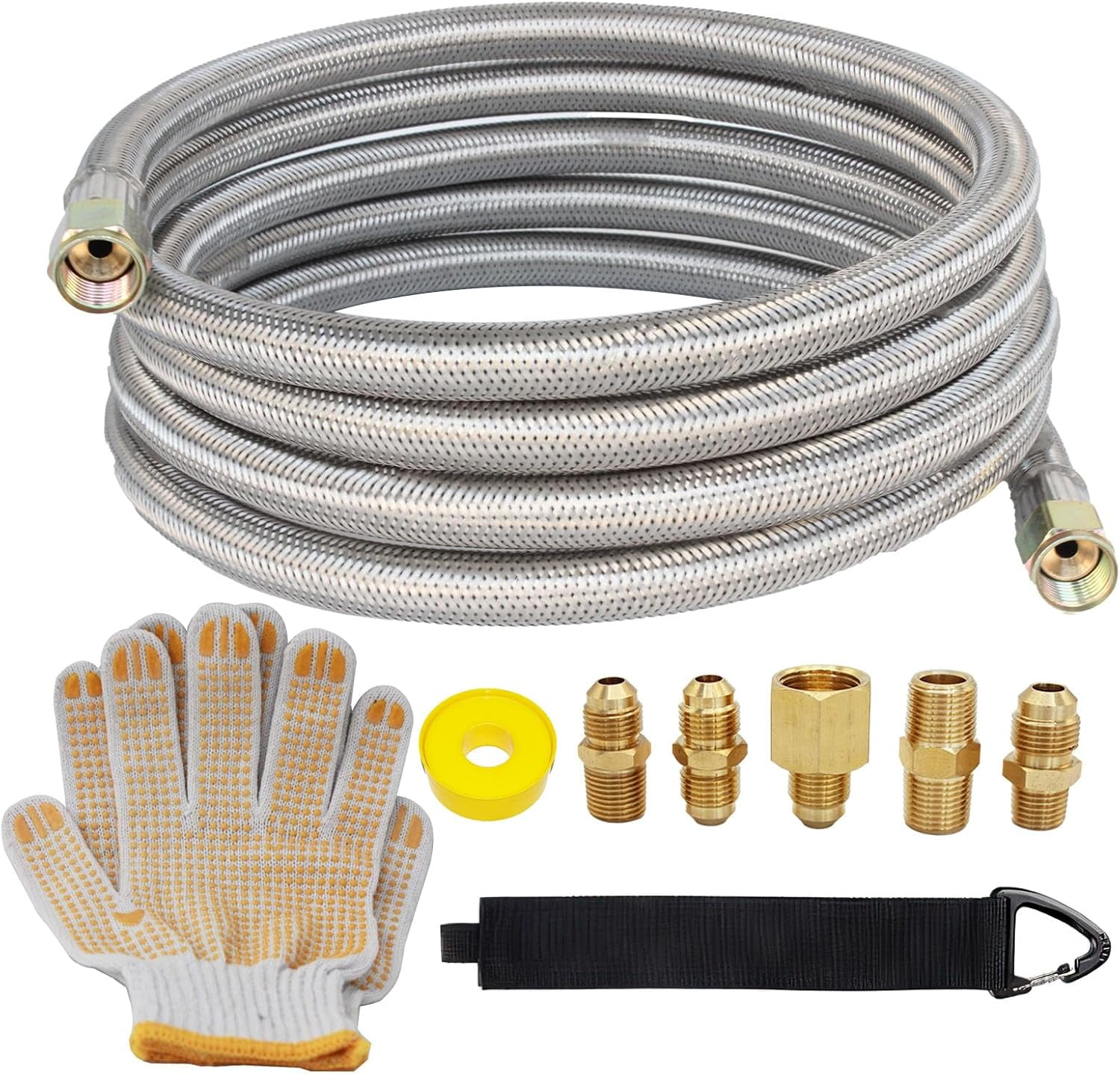 High Pressure Braided Propane Hose Extension, 10 Feet with Conversion ...