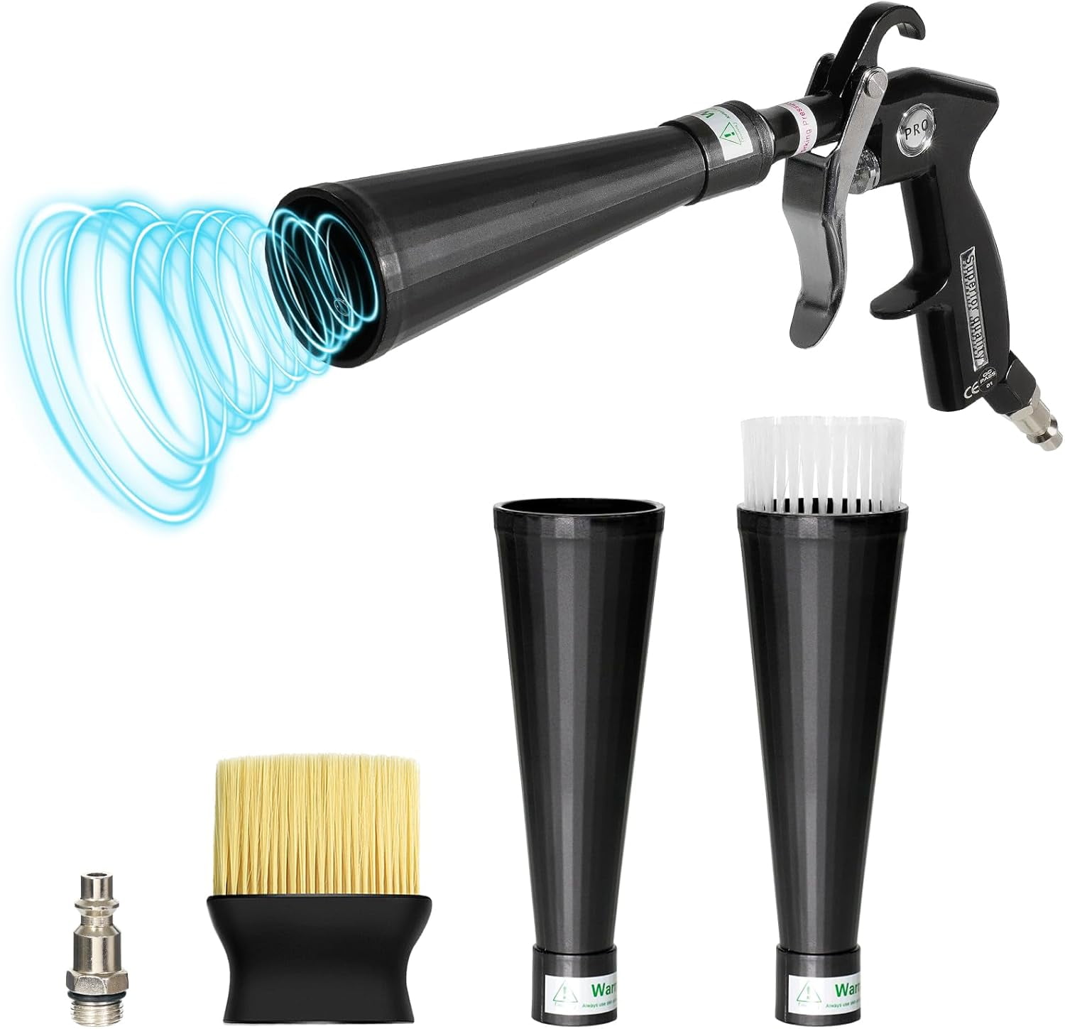 High Pressure Car Cleaning Gun with 2 Nozzles & Brush, Air Blow Gun for ...